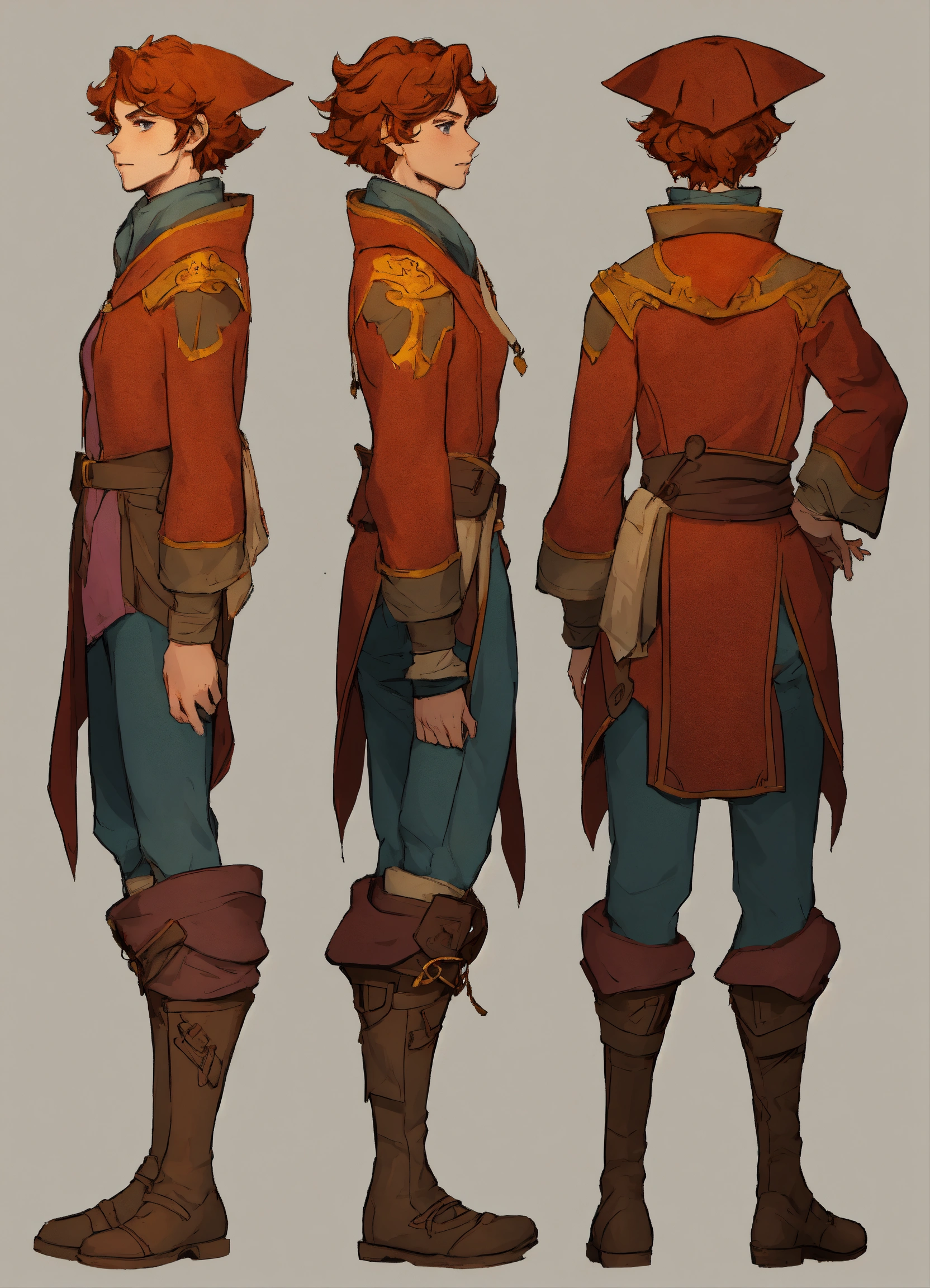 Lexica - Young mage, character sheet, character design, multiple views