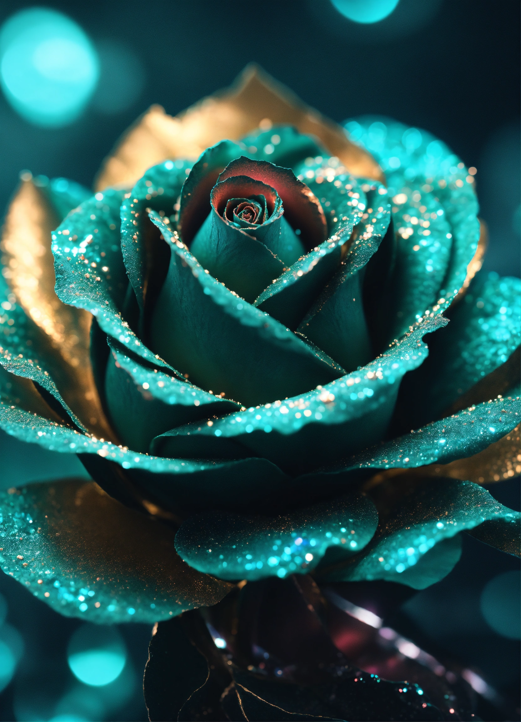 Lexica - Close-up mythical black teal rose wrapped in movement; Texture ...