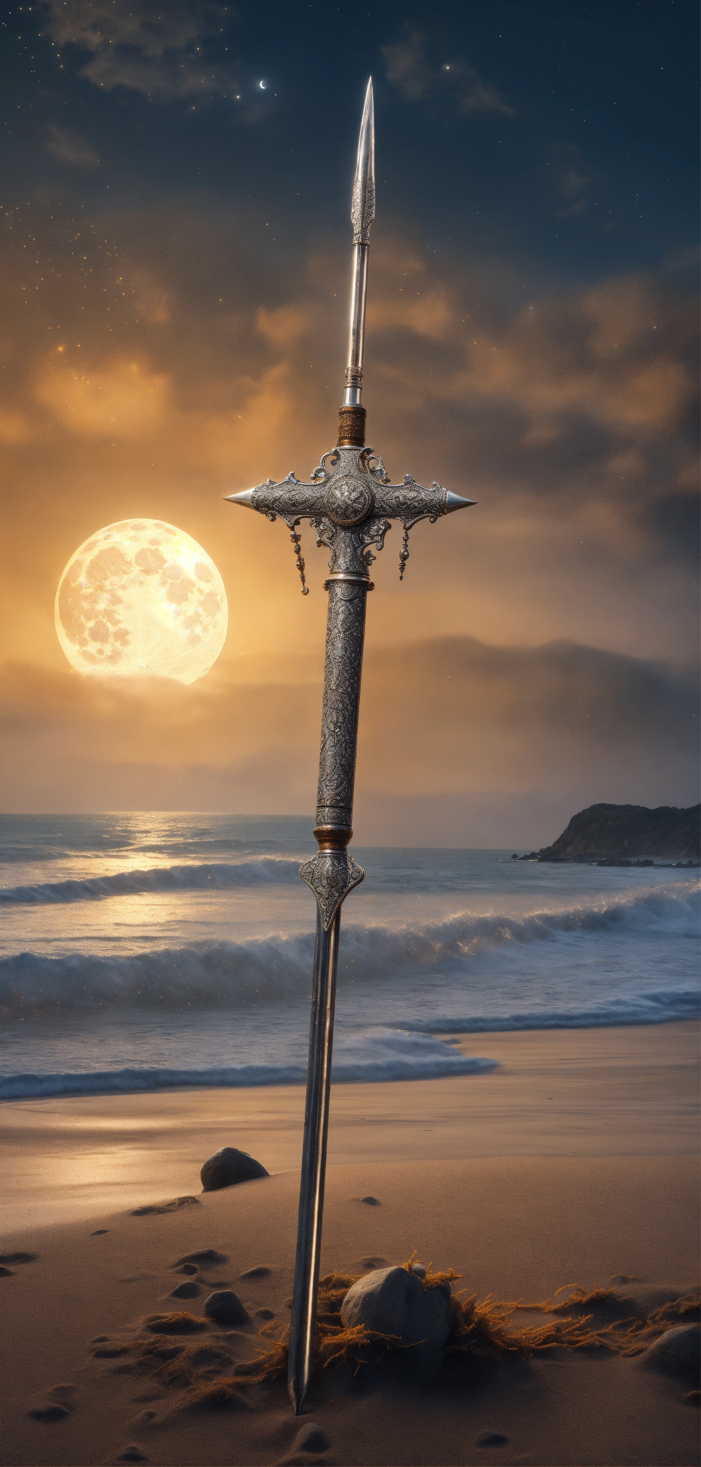 Lexica - 8k, picture of a very long gezackte throwing harpoon with ...