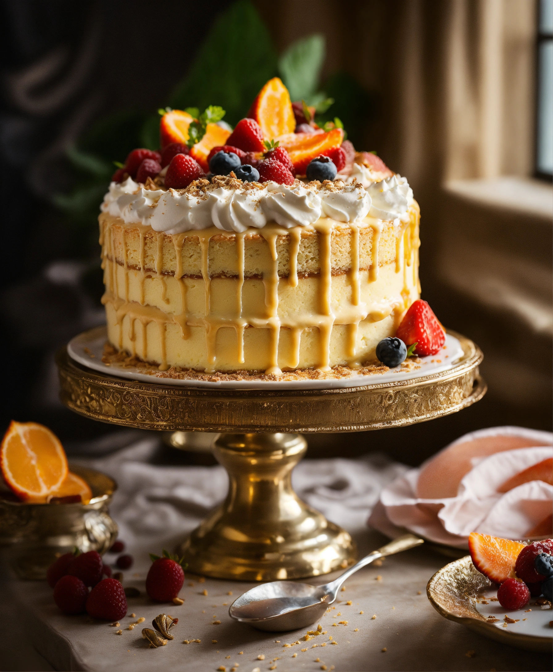 Lexica - Luxury plate cake with cream chantilly