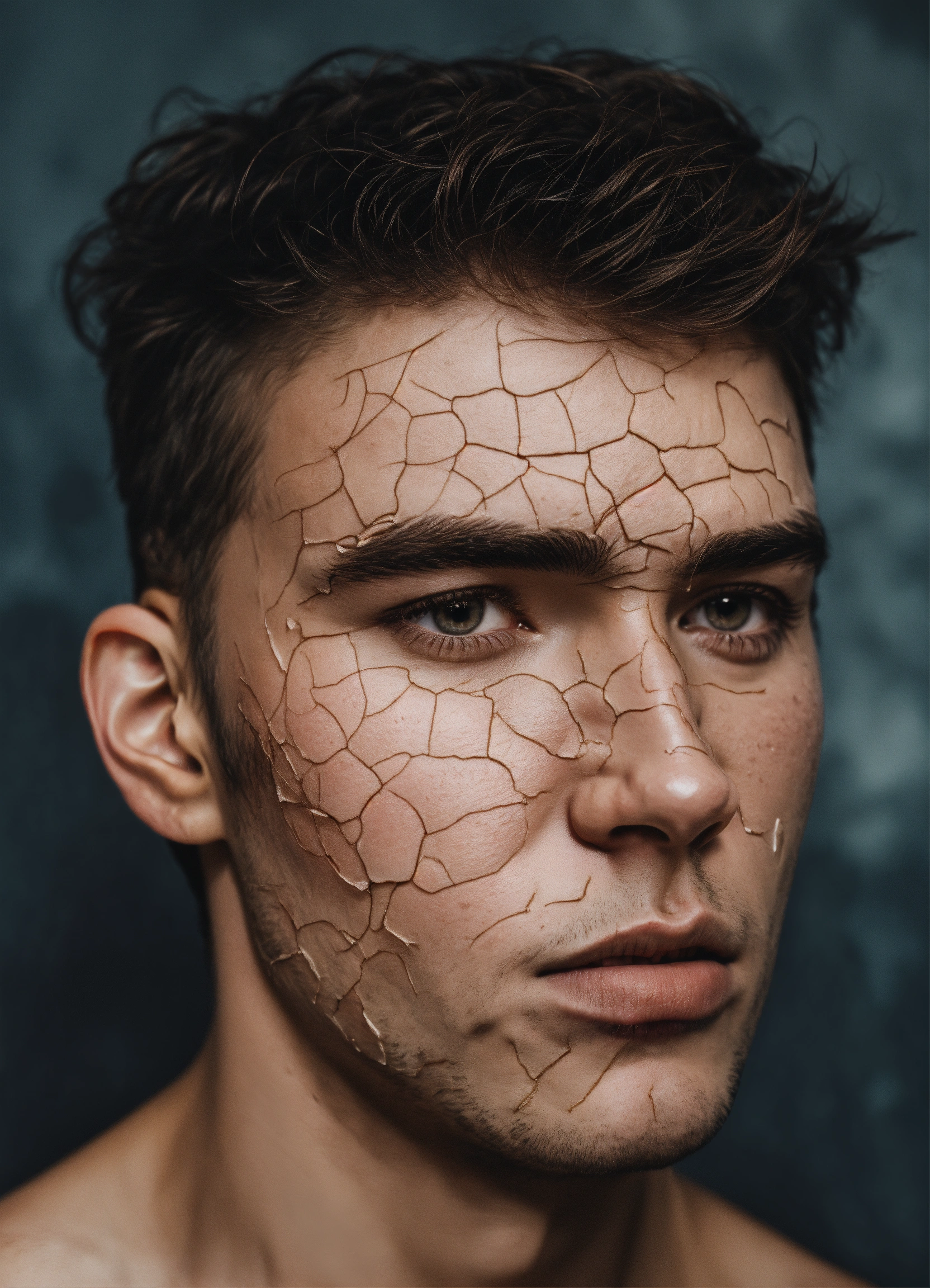 Lexica - Dry skin cracked skin face man
