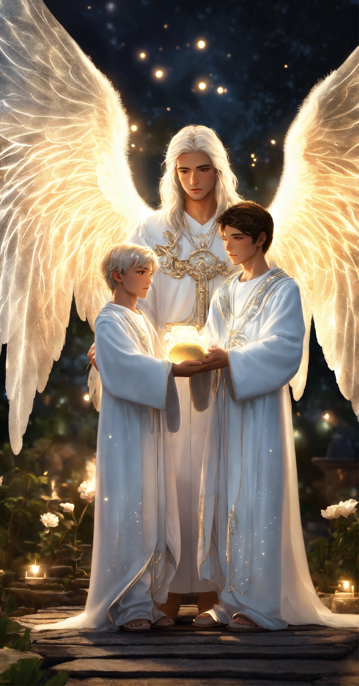 Lexica - 2 male guardian angels with detailed and luminous white angel ...