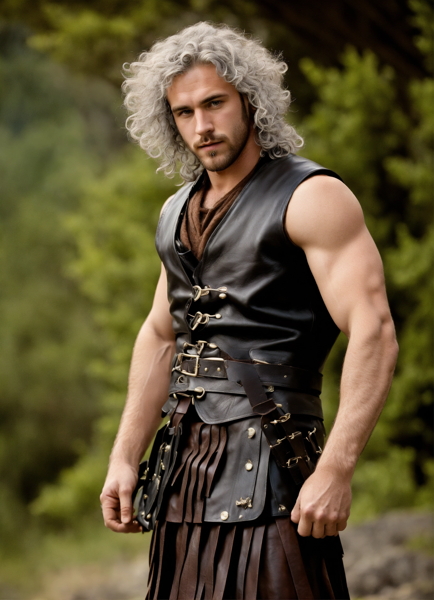 Lexica - Lithe pale 30 year old male with wild curly gray hair blowing ...