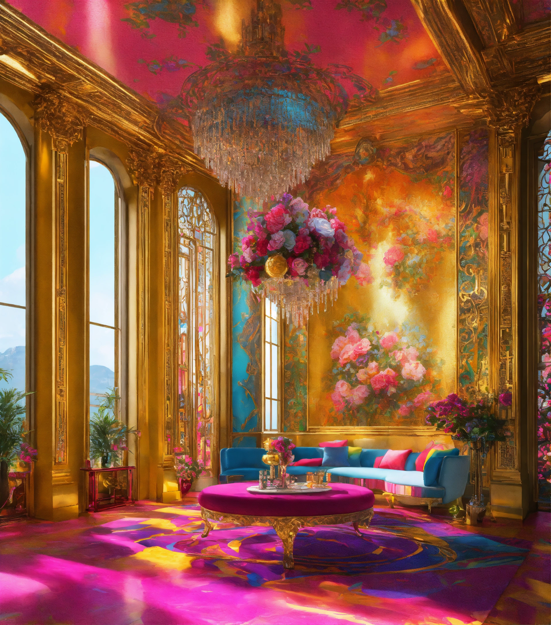 Lexica - Futuristic beautiful French mansion interior sitting room ...