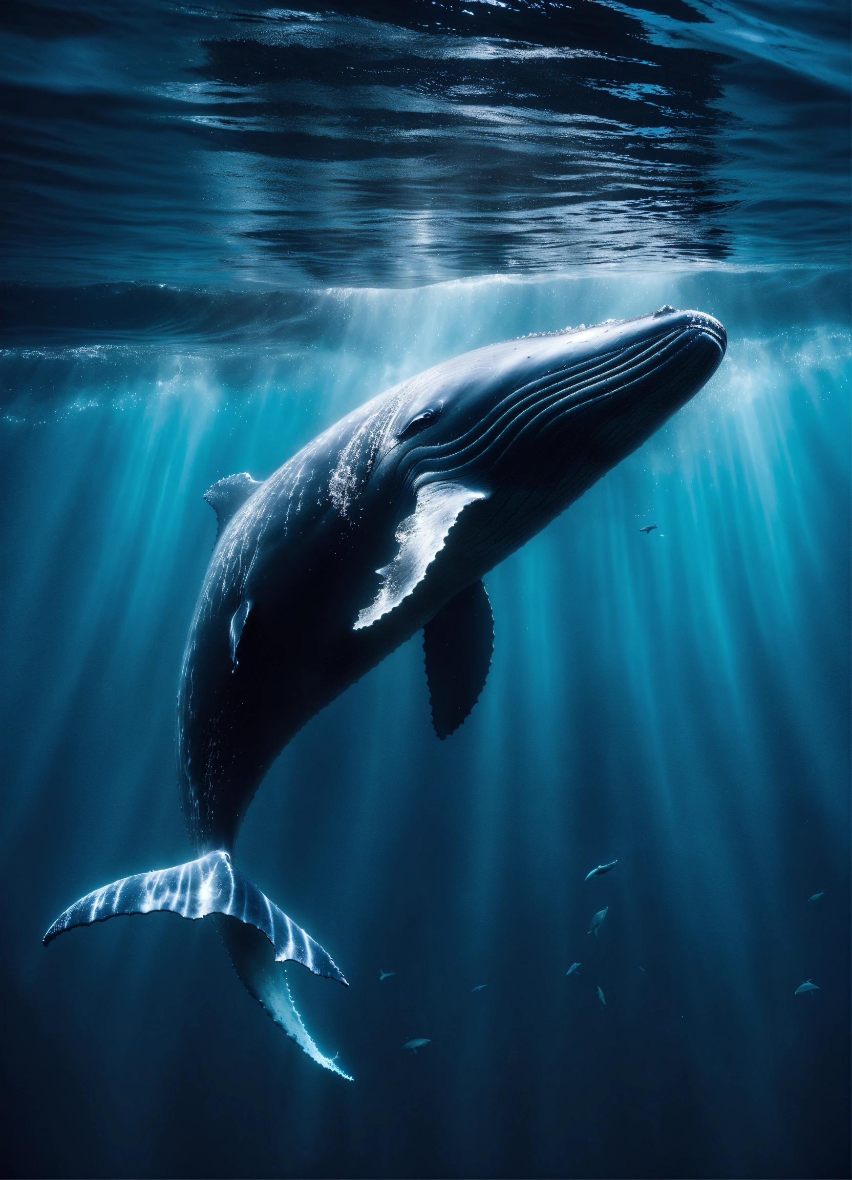 Lexica - Dreamy vision of a humpback whale swimming away in the ...