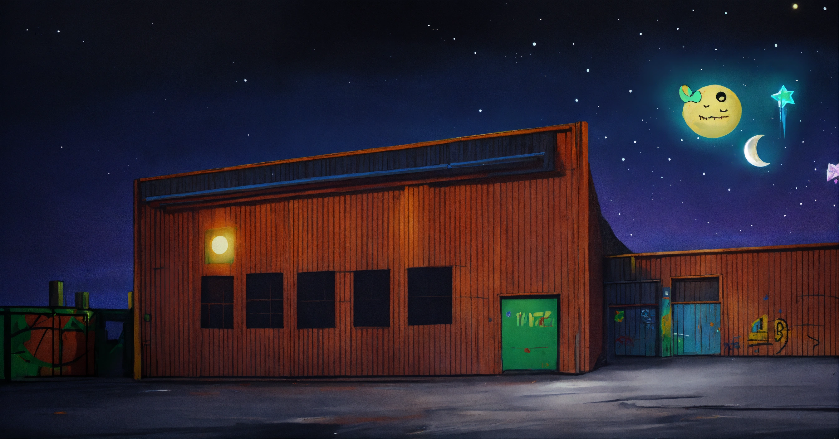 Lexica - Graffitt stars warehouse night cute dark moon