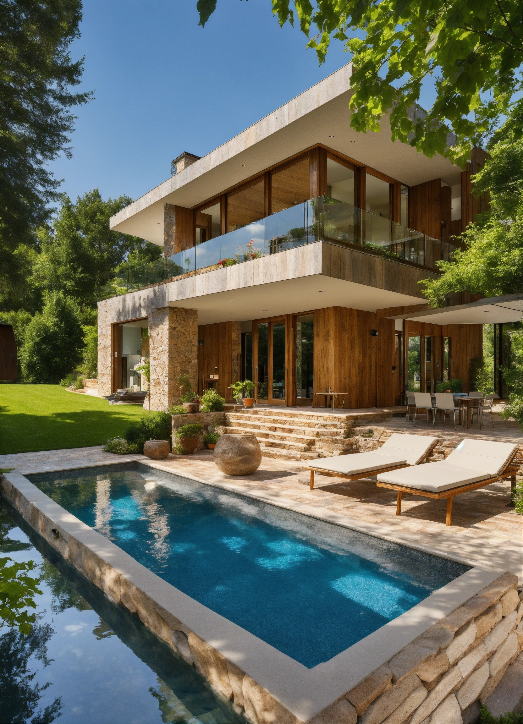 Lexica - Modern huge villa in wood and stone with garden and ...