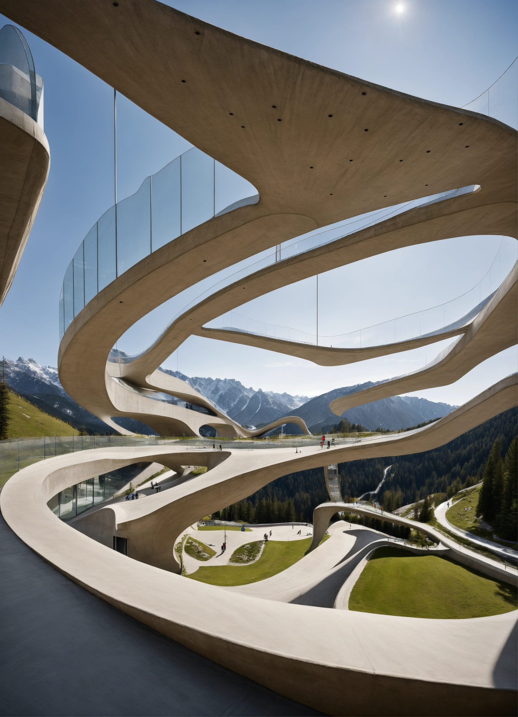 Lexica - Zaha Hadid minimalist concrete ski resort in the city.