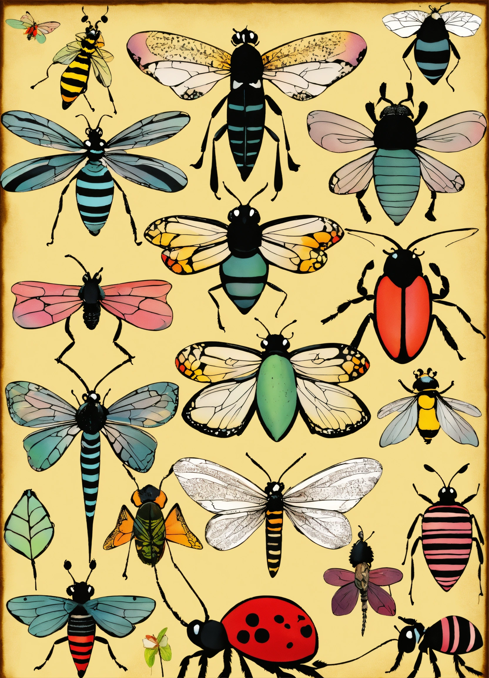 Lexica - Mixed Media Whimsical Insects, Quirky Bug Graphics, Commercial ...