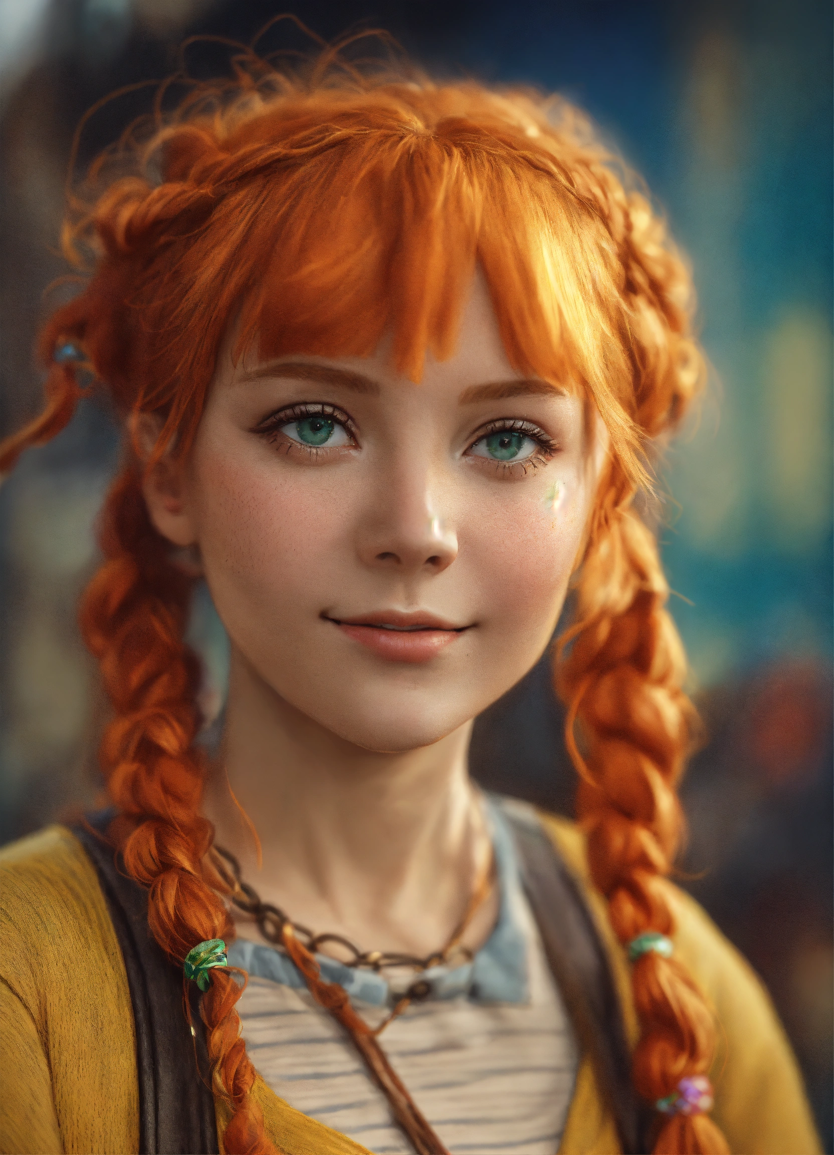 Lexica - Medium close-up, Eccentric hairstyle in the style of pippi ...