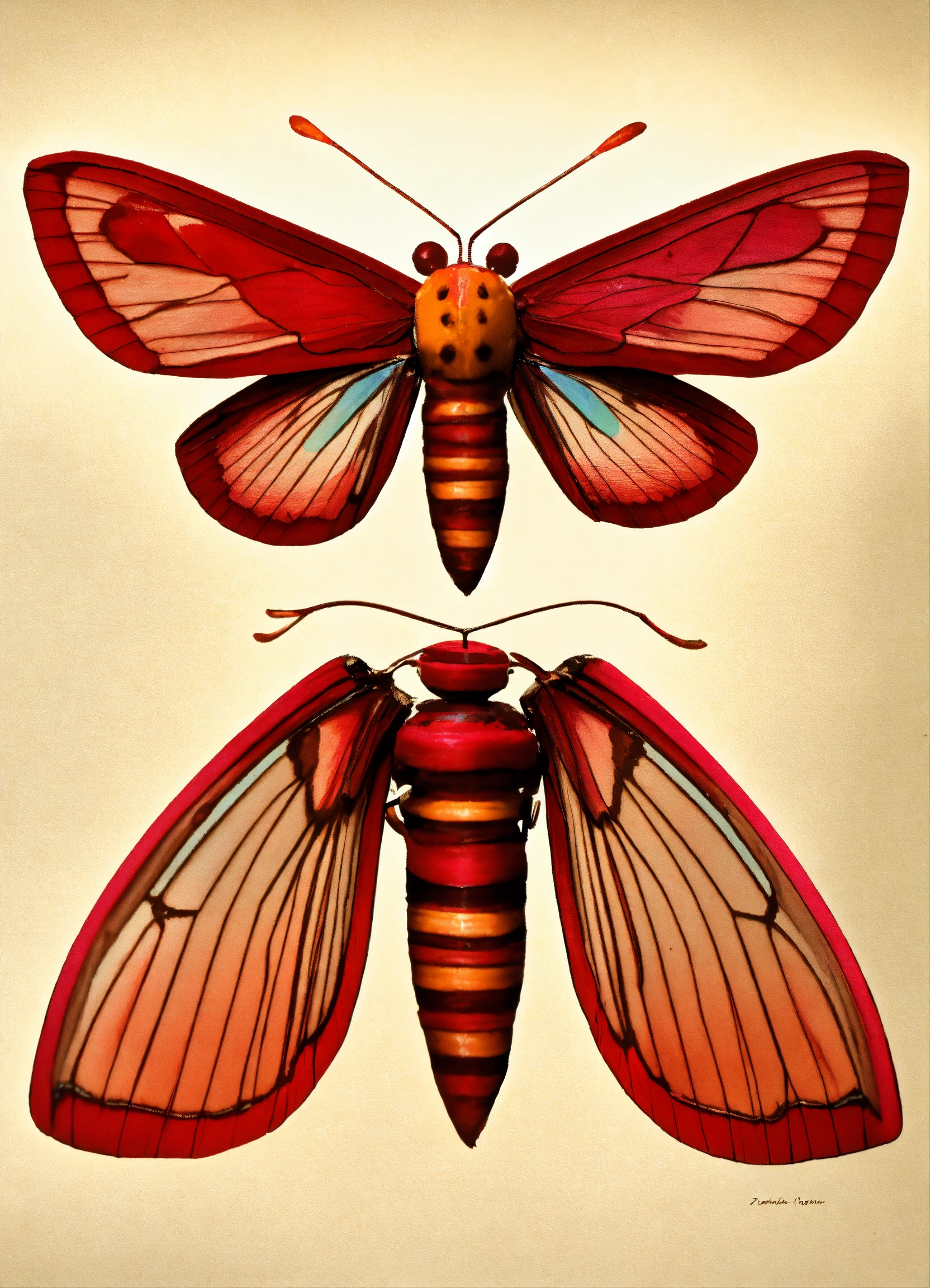 Lexica - A gamma paper moth of red colors, with a small cold contrast ...