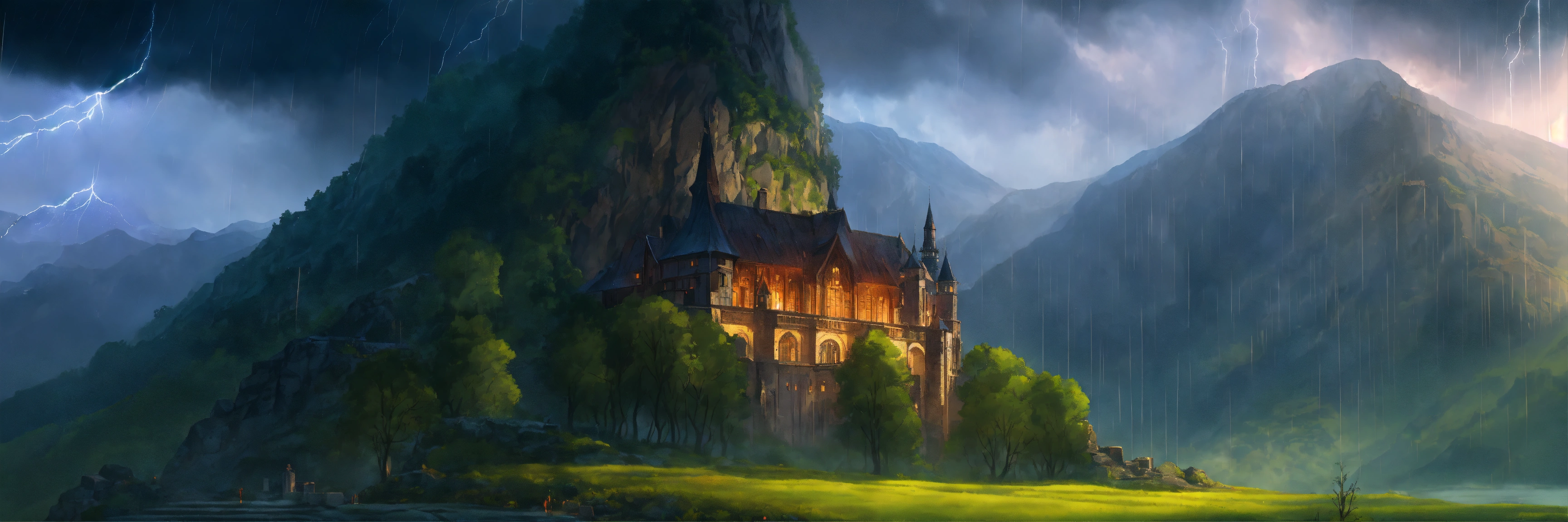 Lexica - Fantasy setting, a large medieval monastery nestled in the ...