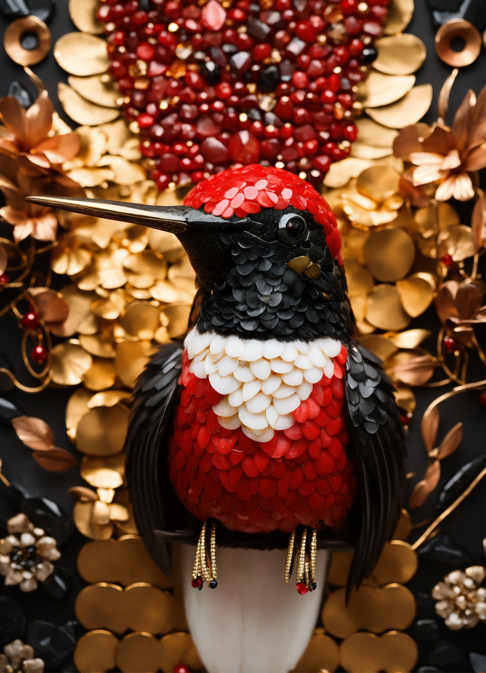 Lexica - Realistic Anthropomorphic Red white and black hummingbird face ...