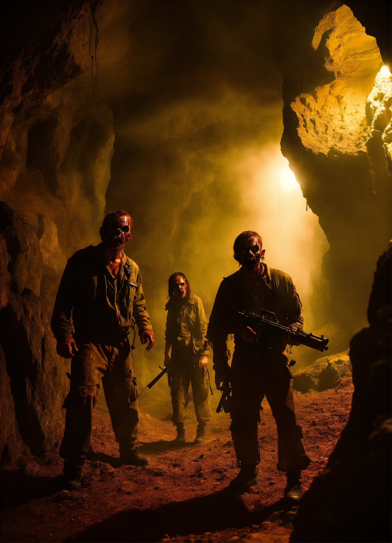 Lexica - Zombies in caves with foggy mist in the background. Still life ...