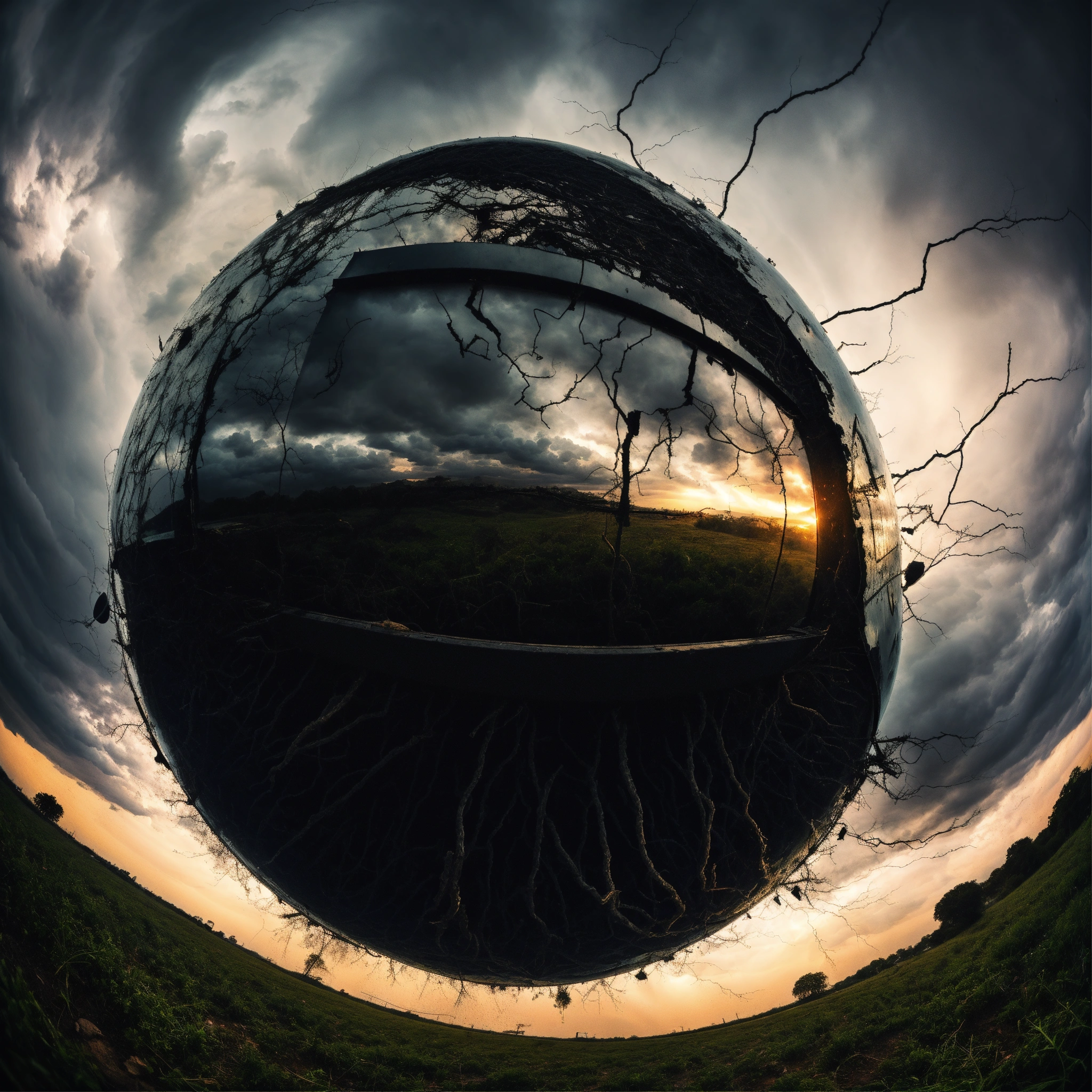 Lexica - Photo fish eye 3d Digital art Black strange object odd shape ...