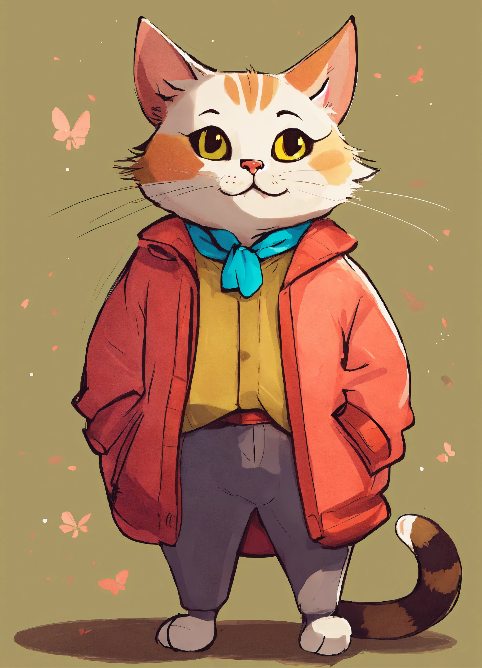 Lexica - Cat character, kind, memorable, bright, cute. cartoon drawing