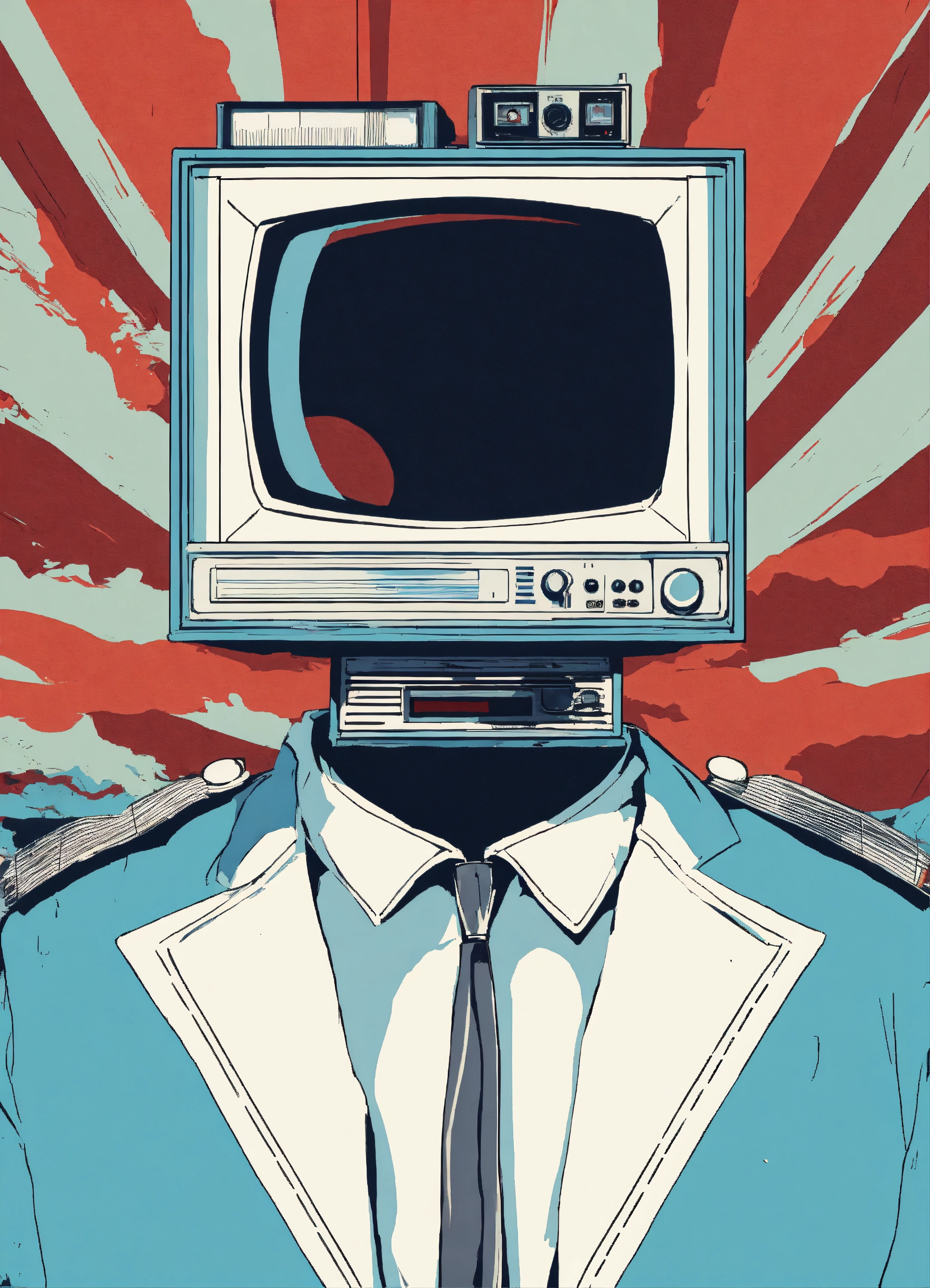 Lexica - A human dictator with television-head on a war propagand art ...