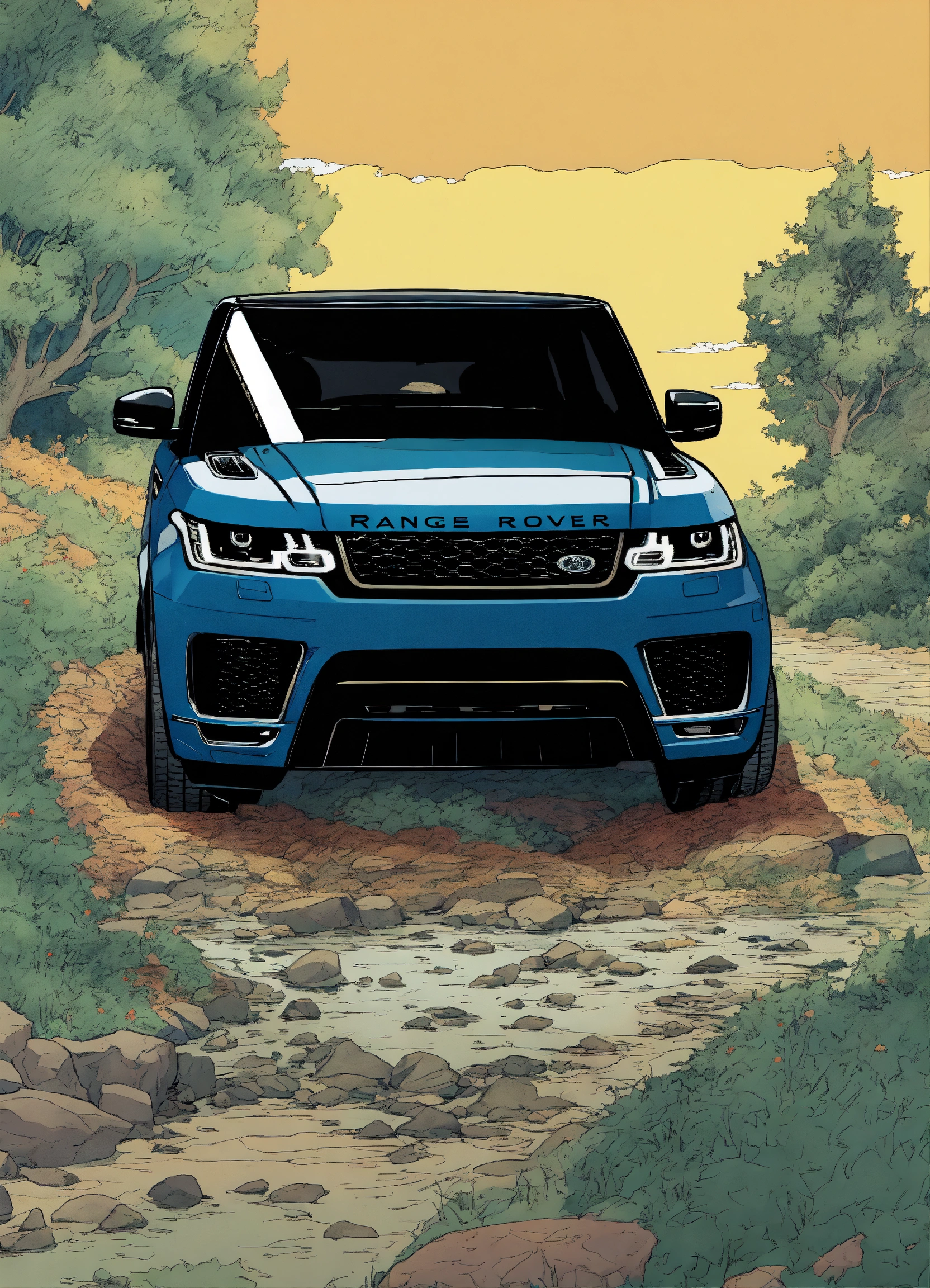 Lexica - Detailed pen and ink illustration of Range Rover Sport 2022 ...