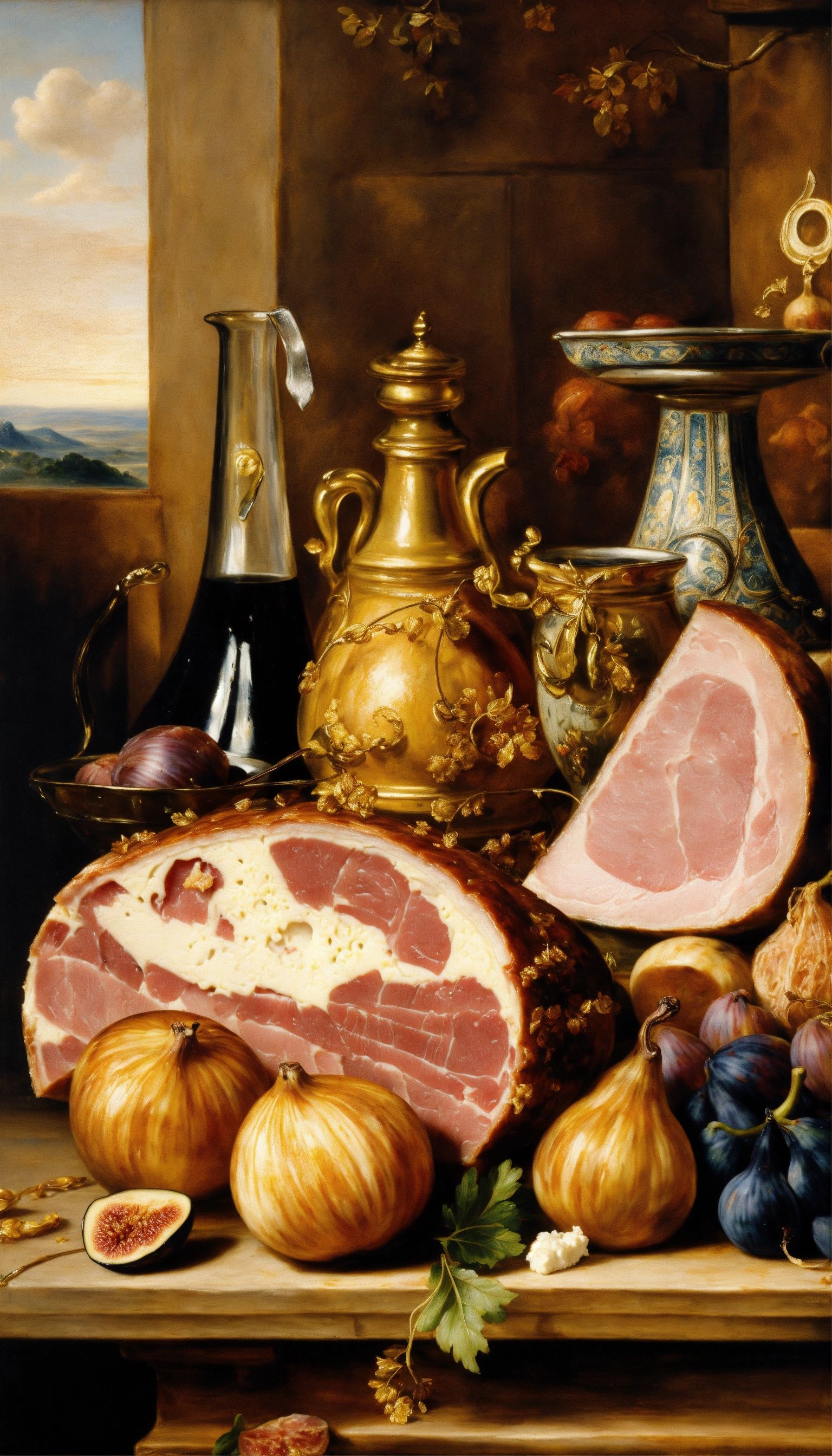 Lexica - Still life with ham, cheeses, onions and figs by Peter Paul Rubens