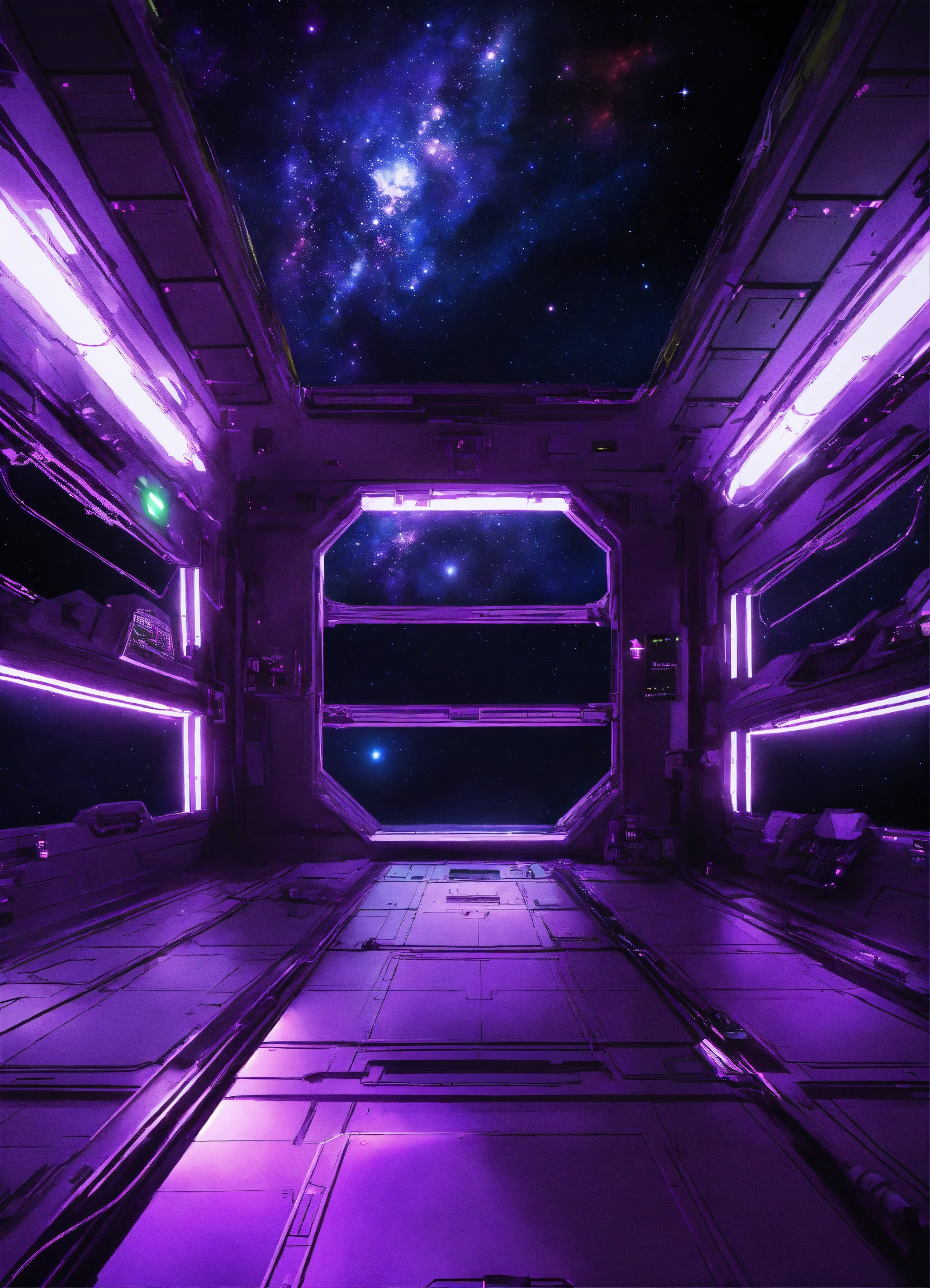 Lexica - View of space from an entire giant purple space station in ...