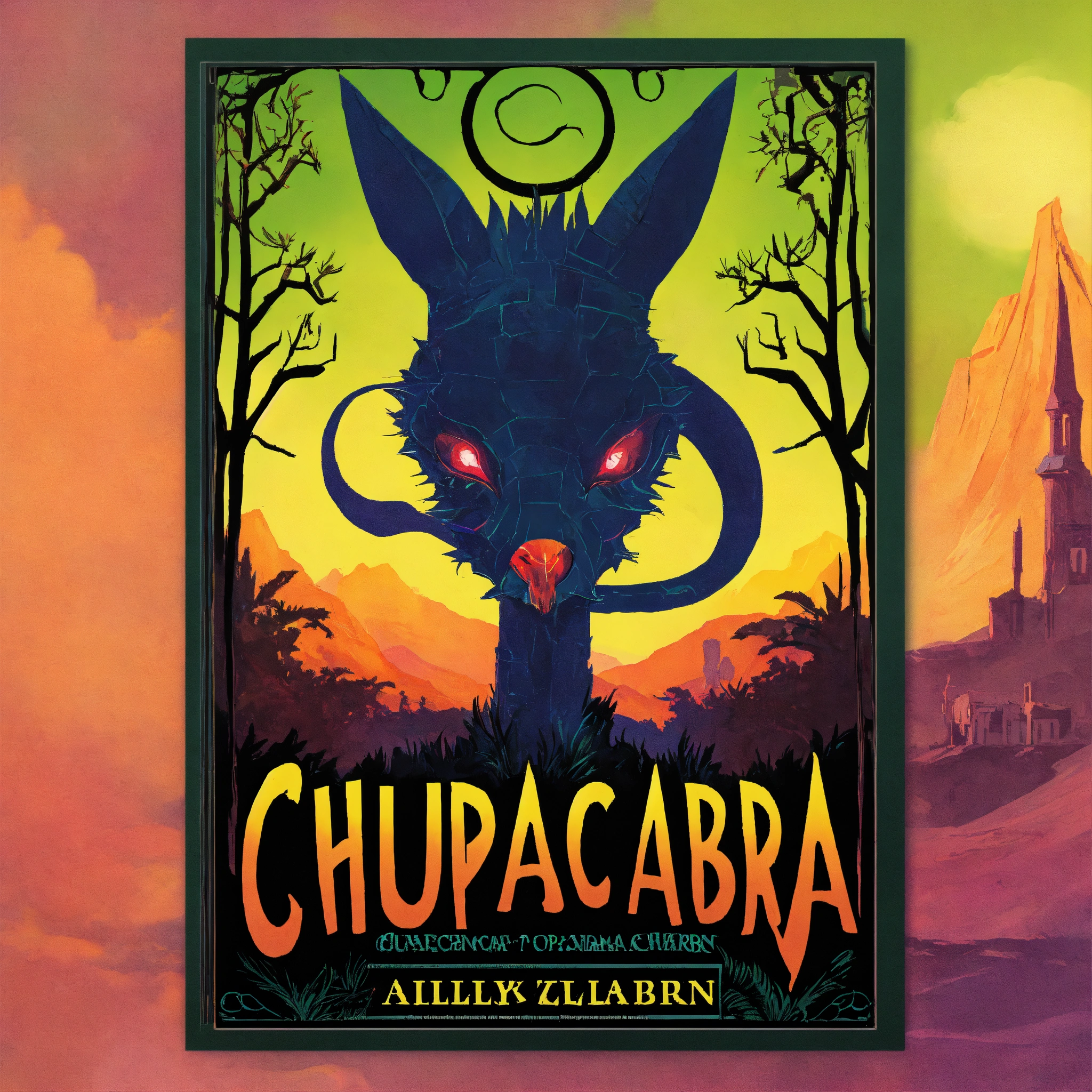 Lexica - Chupacabra cover art stunning, chupacabra text