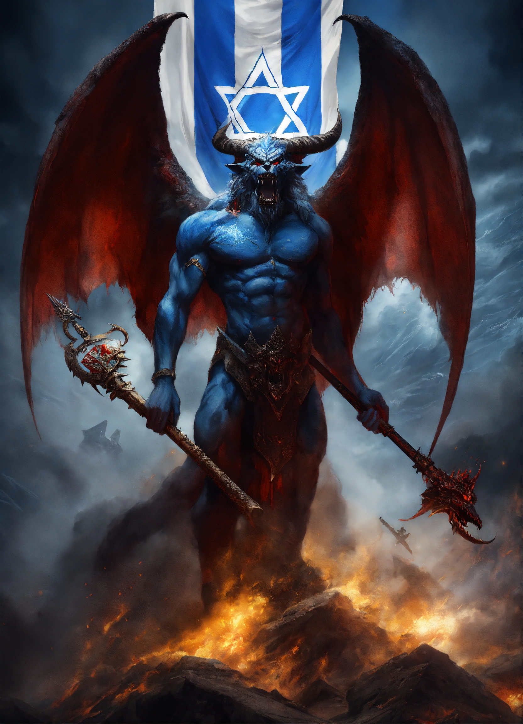 Lexica - Evil demonic Israel demon with an Israeli flag beast with an ...