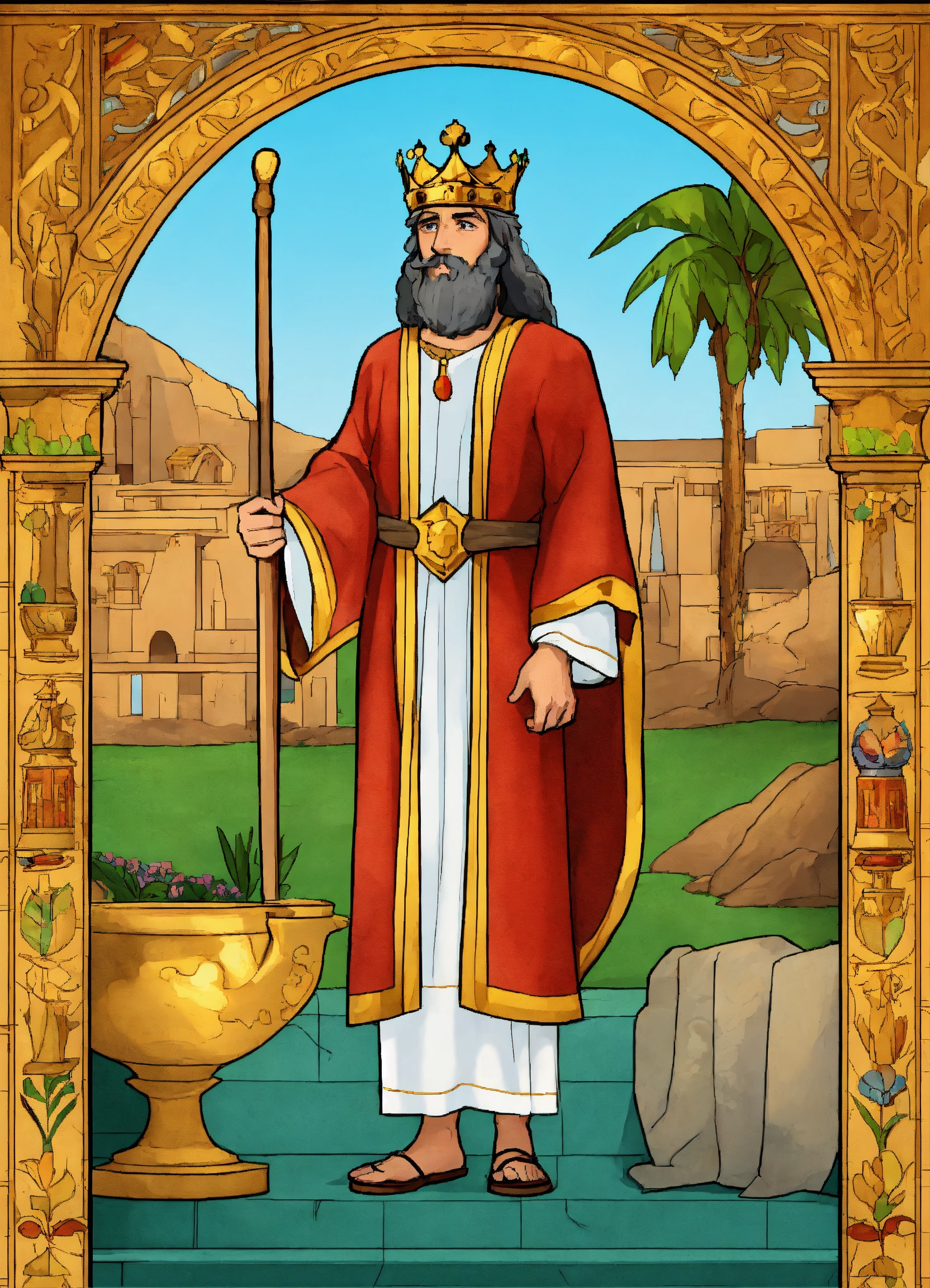 Lexica - King solomon from the bible, 2d cartoon