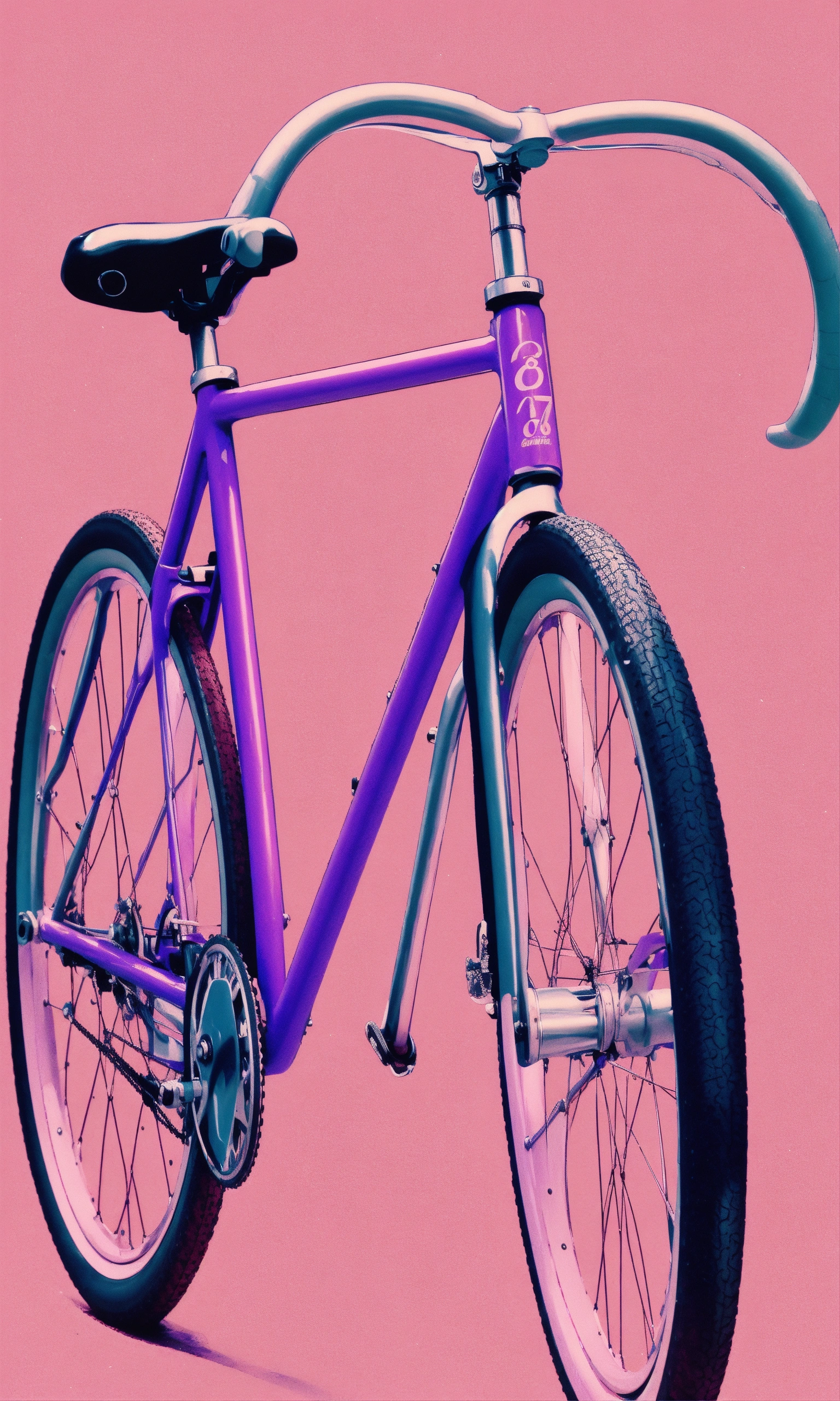 Lexica - 1970s Single speed racer bicycle muted mauve hues low angle 45 ...