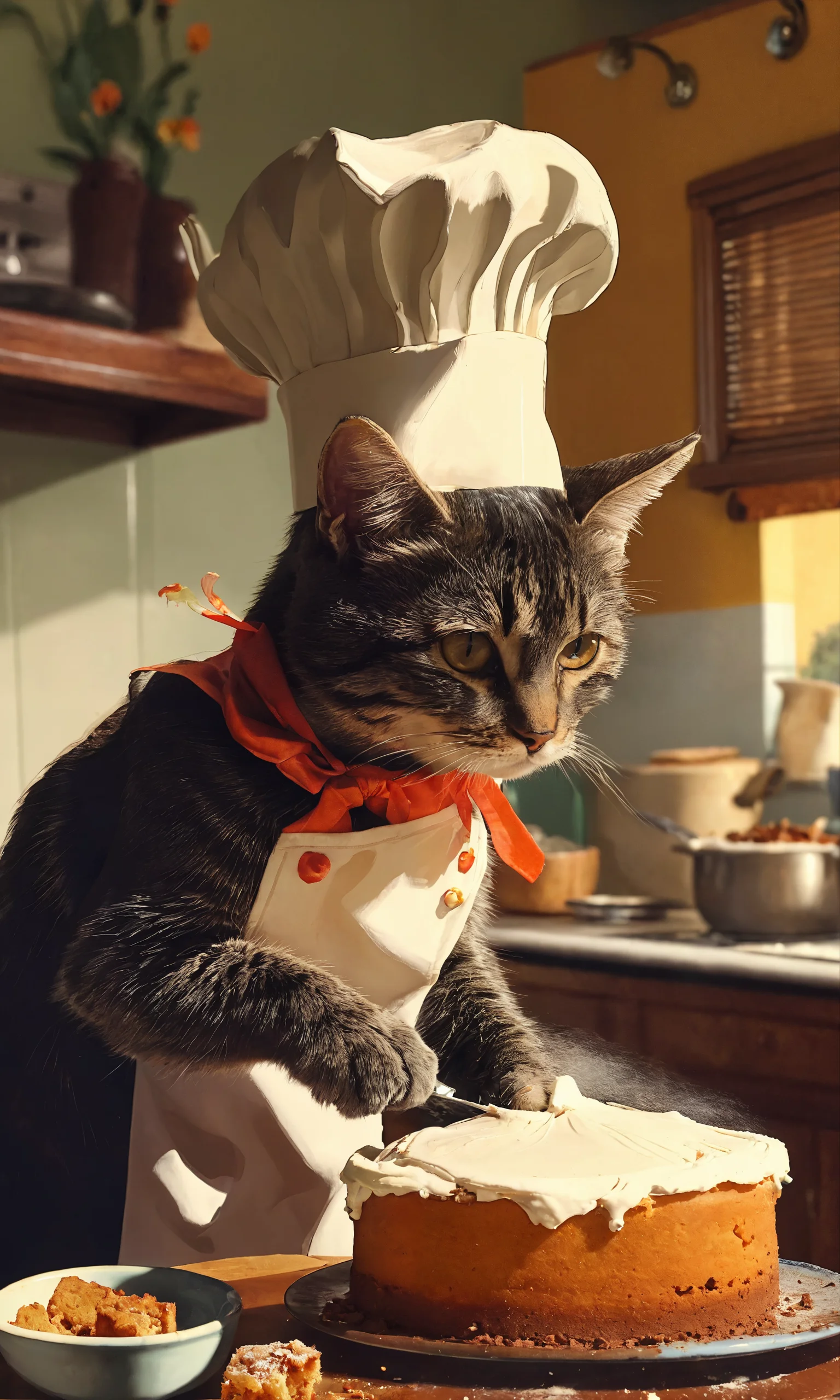 Lexica - Cat baking a cake