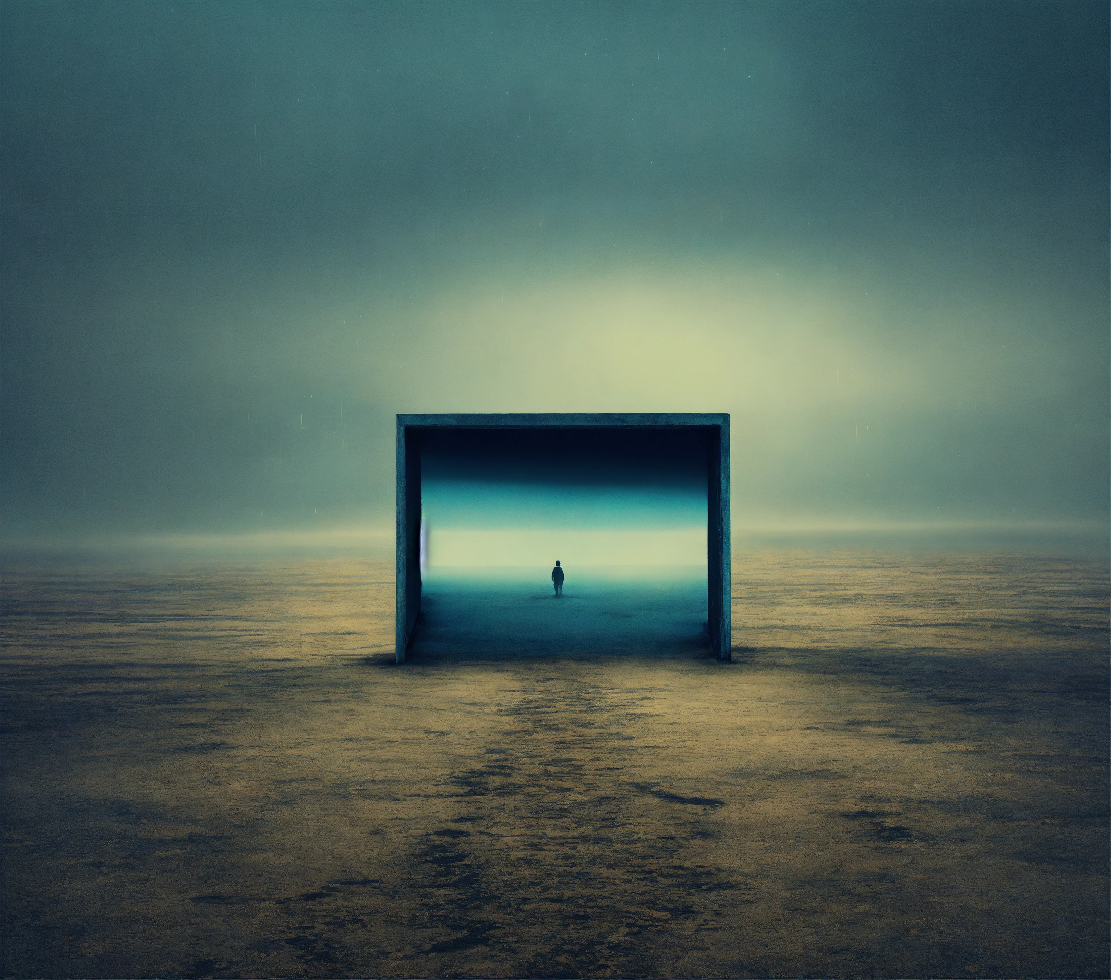 Lexica - Empty void, grainy, misty, sad, blue, surreal, art