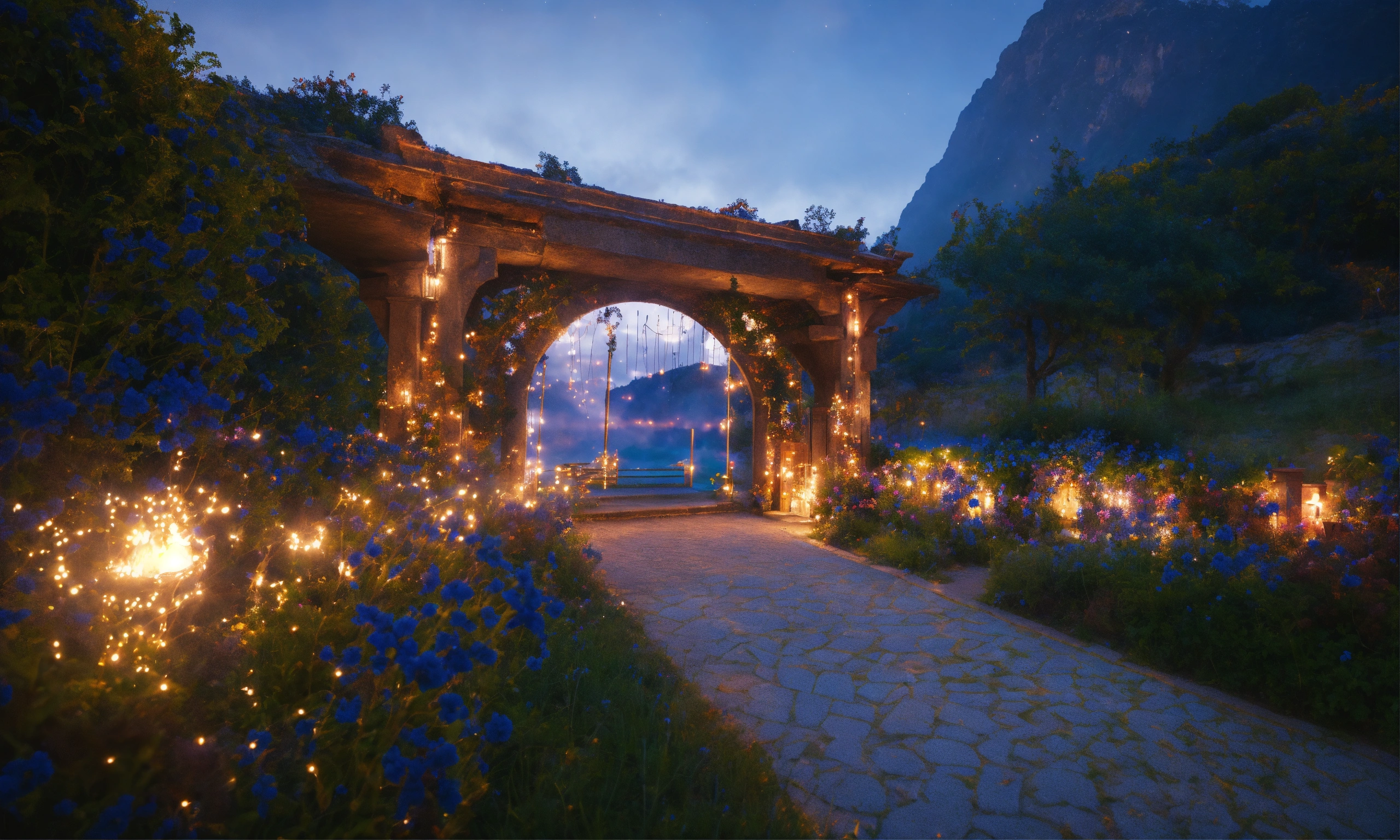 Lexica - Magical gateway with blue and copper installations