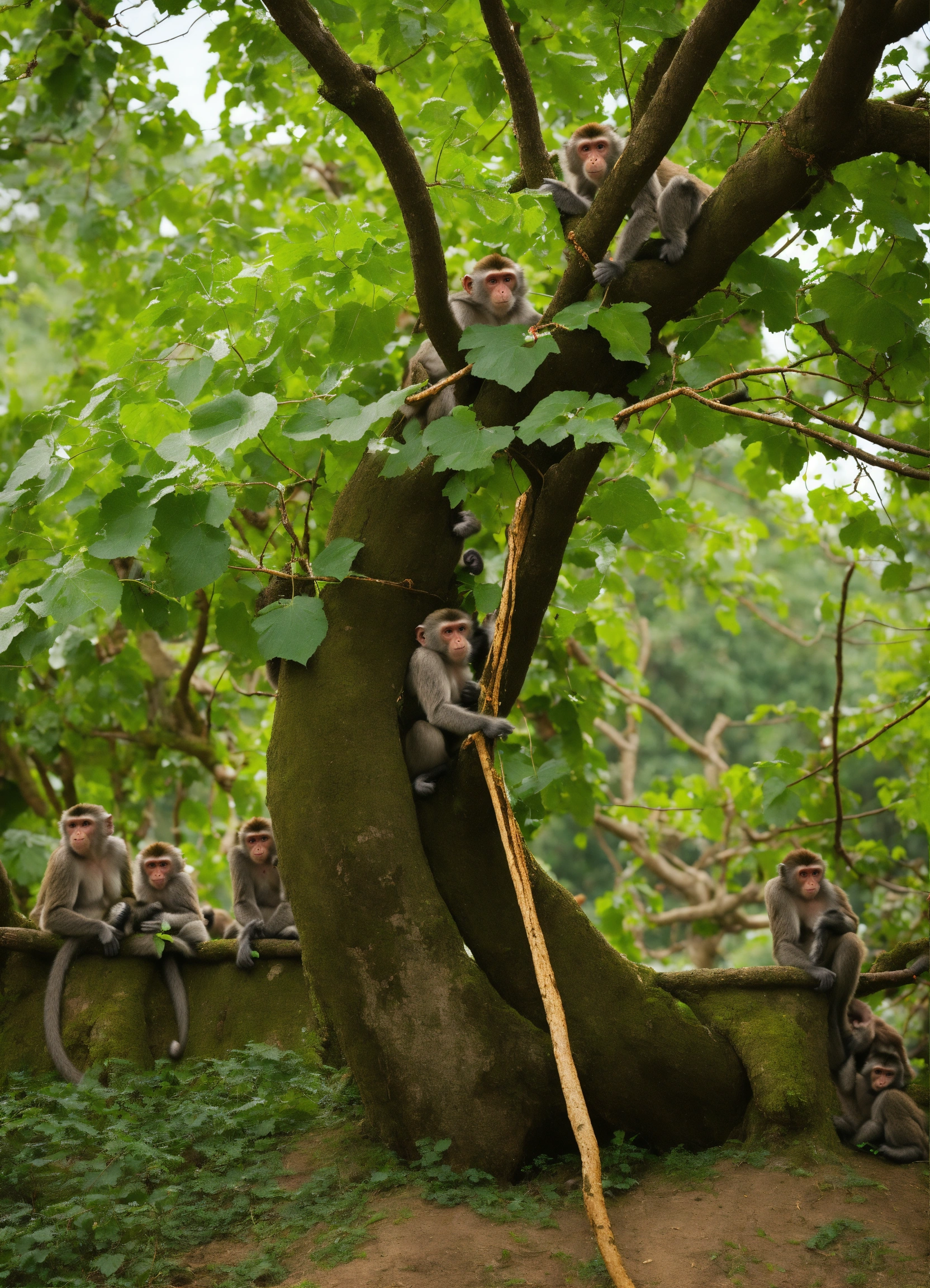 Lexica - A tree, falling vines, monkeys clinging to the vines