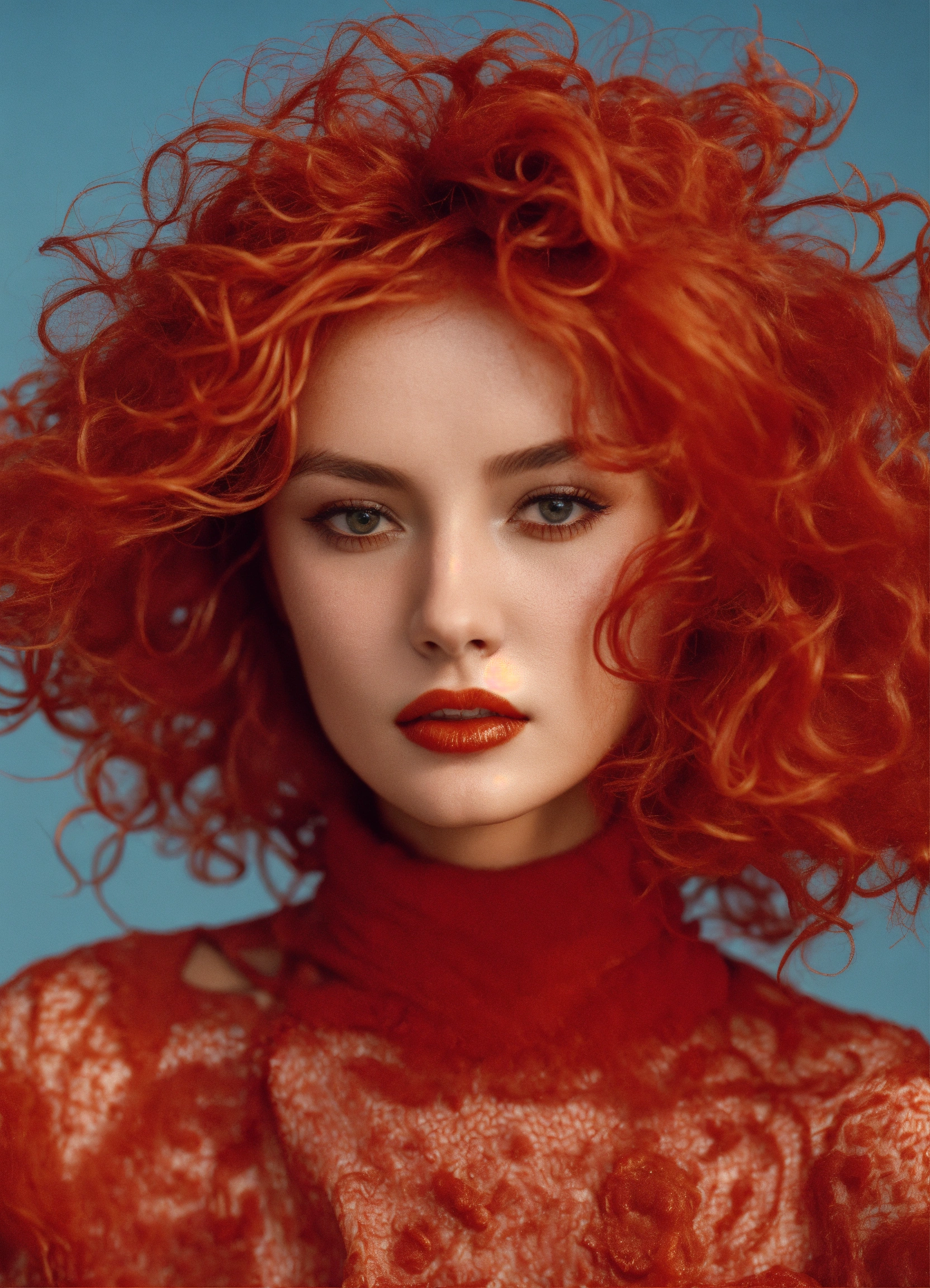 Lexica - Supermodel with red sauce spaghetti hair, cover of vogue