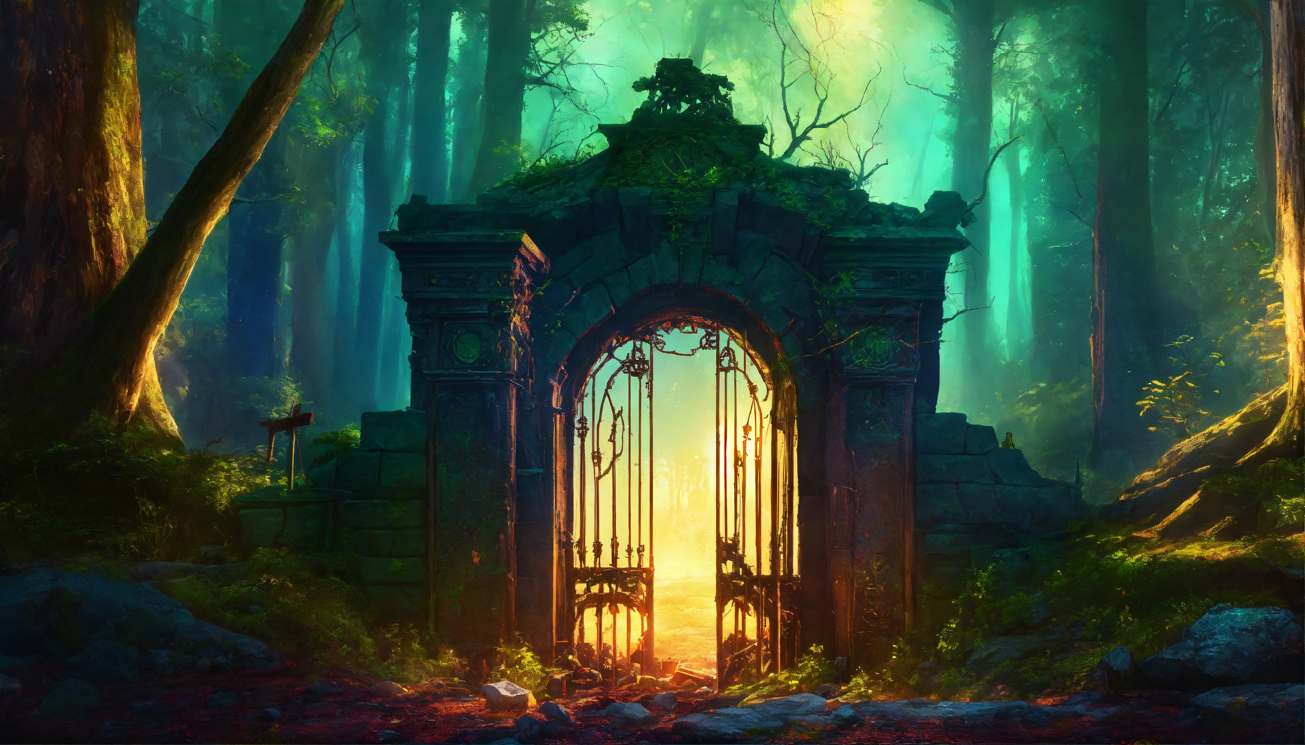 Lexica - Fantasy ransacked palisade gate with structural damage in a ...