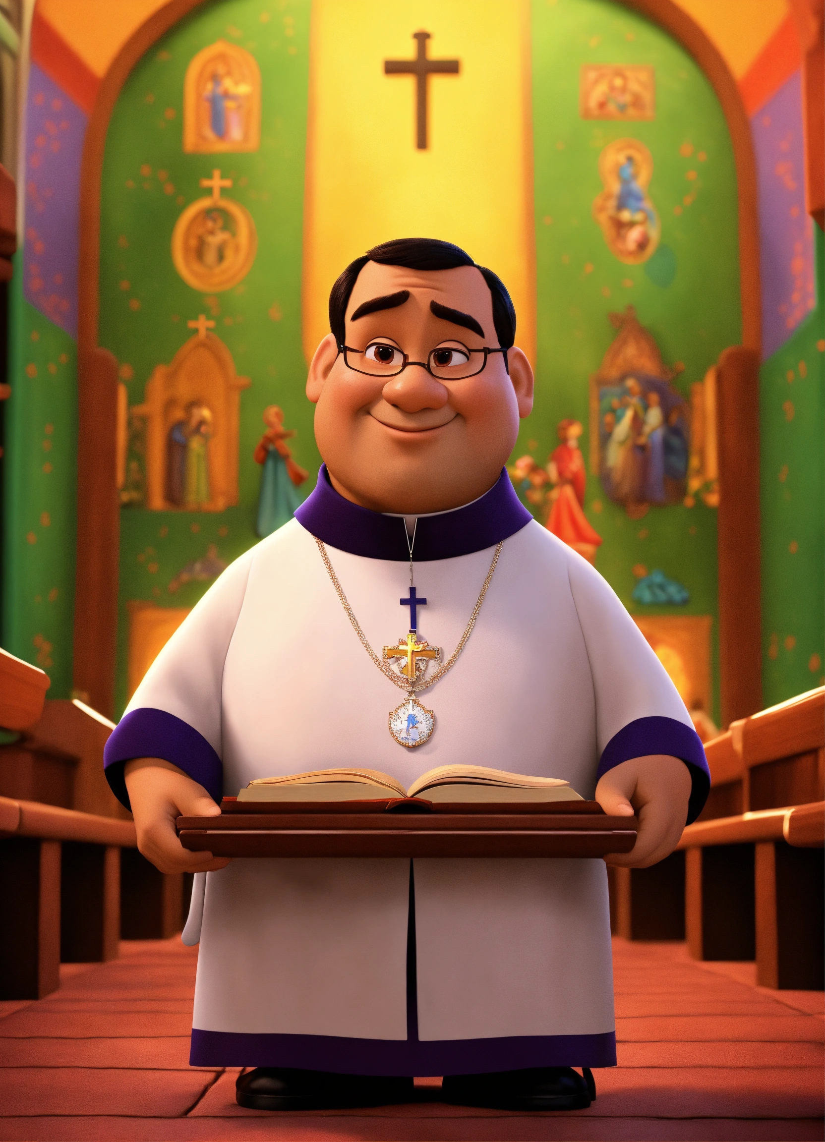 Lexica - Pixar animation of a mexican catholic priest, pixar style cartoon