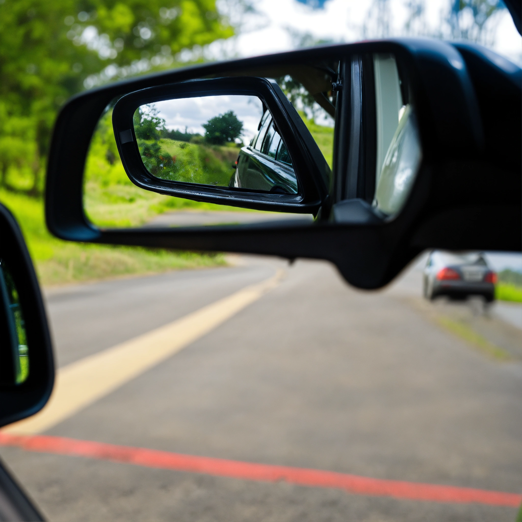 Lexica - A photo of a rear view mirror with a wing mirror replacement ...