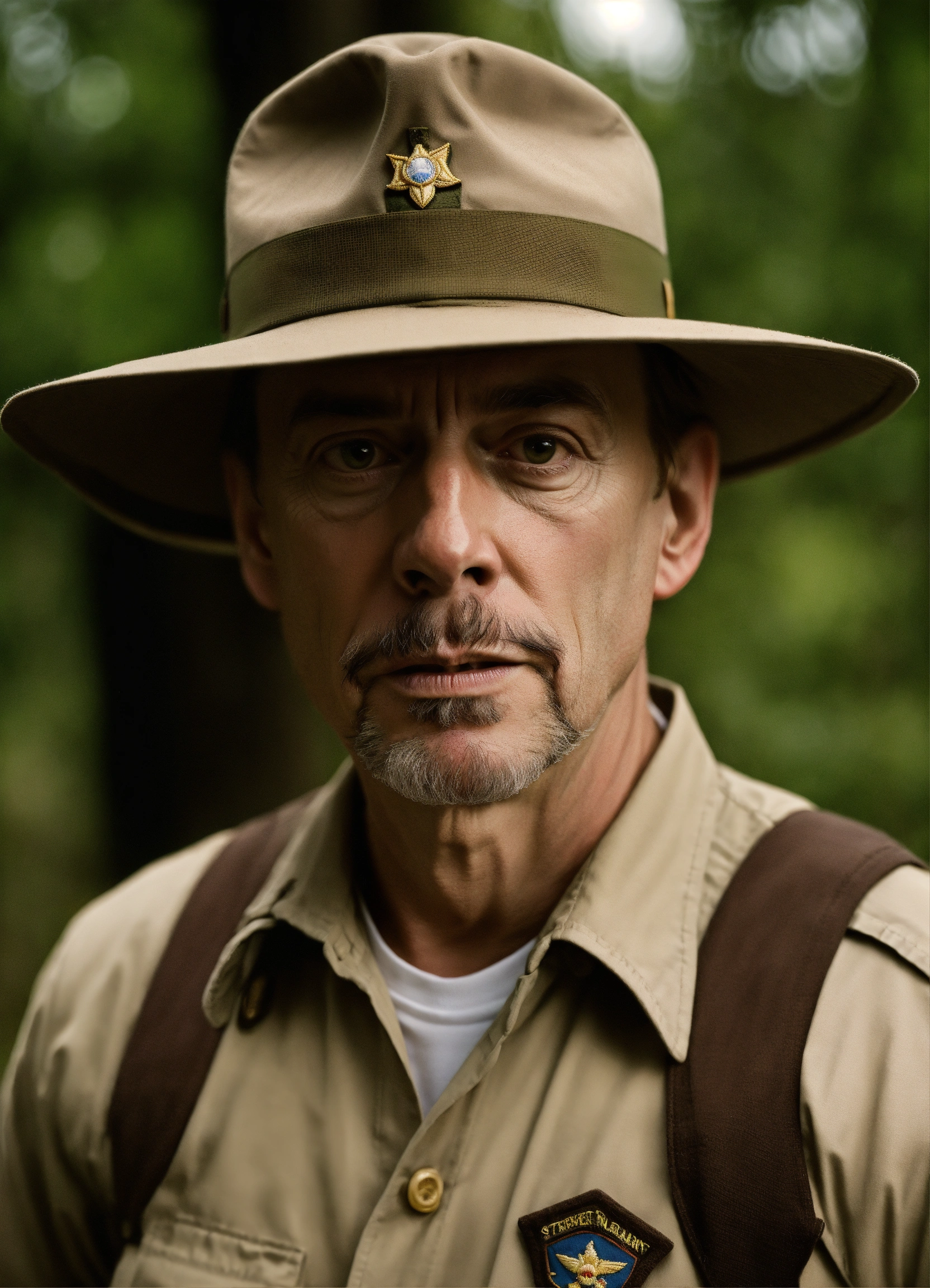 Lexica - Scared man, US PARK RANGER, FRONT VIEW, casual clothes, arms ...