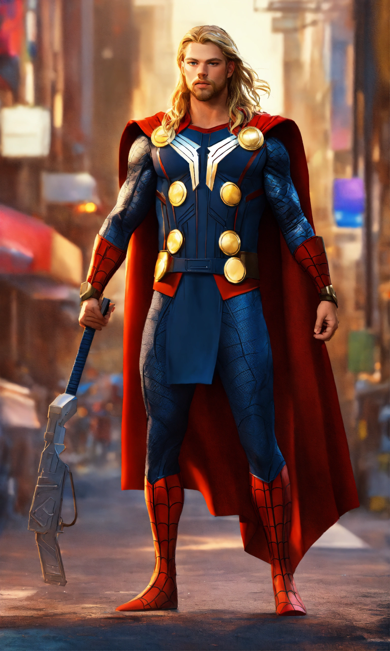 Lexica - Thor as Spiderman full-body, colorful background, 2d render ...