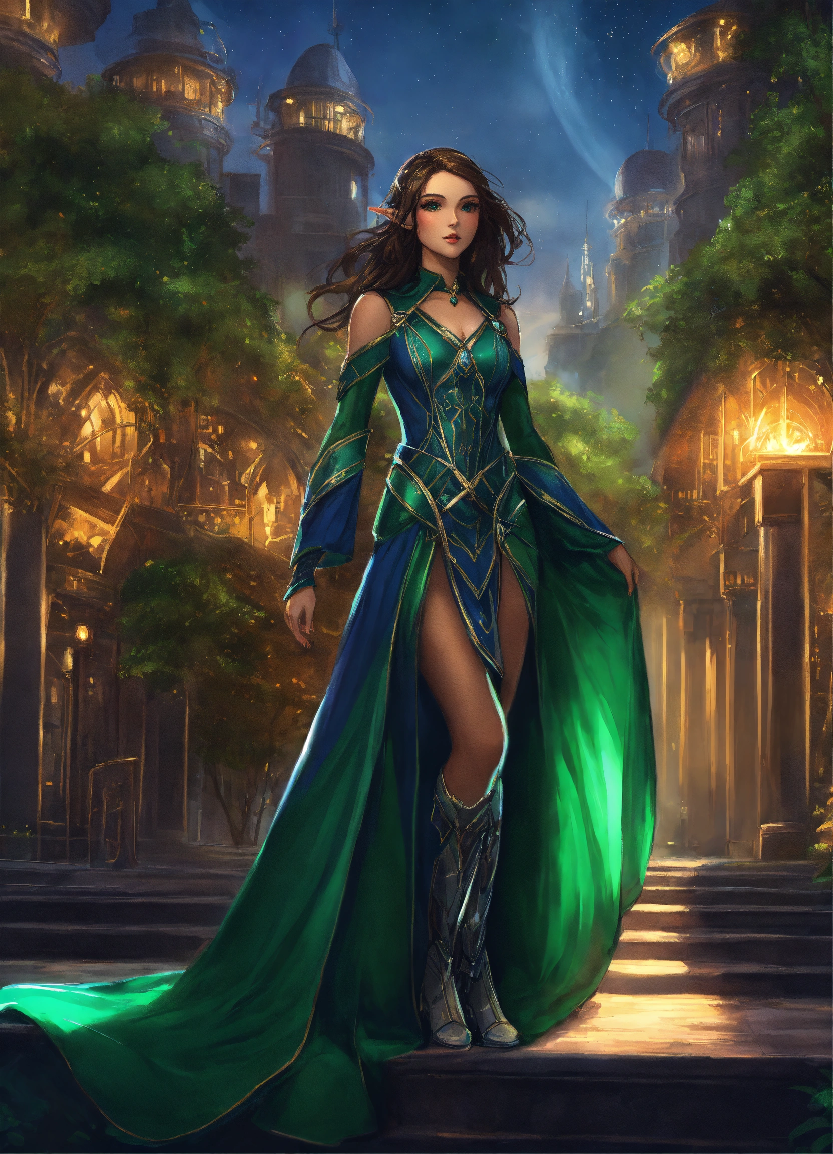 Lexica - Drawing of an elf, royalty, sci fi, cybernetic, navy blue and ...