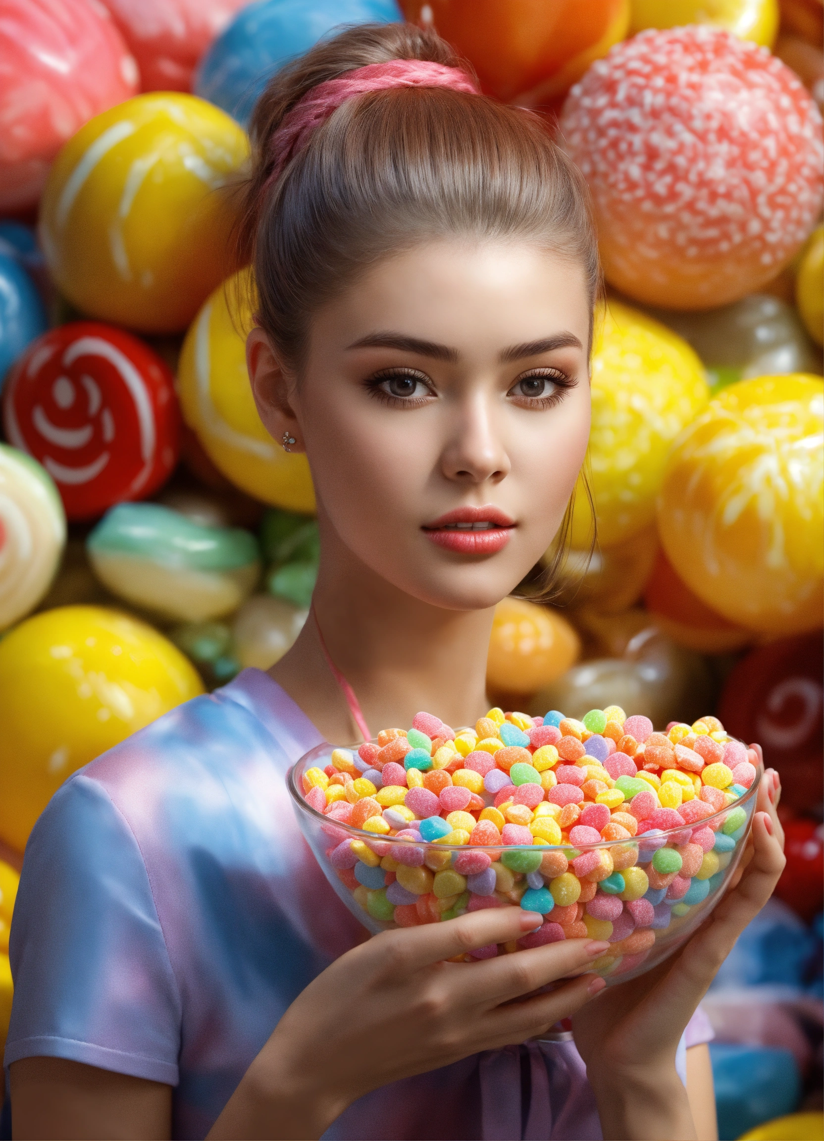 Lexica - A model girl with candy, ultra definition , iper detailed, iper realistic, photo realism
