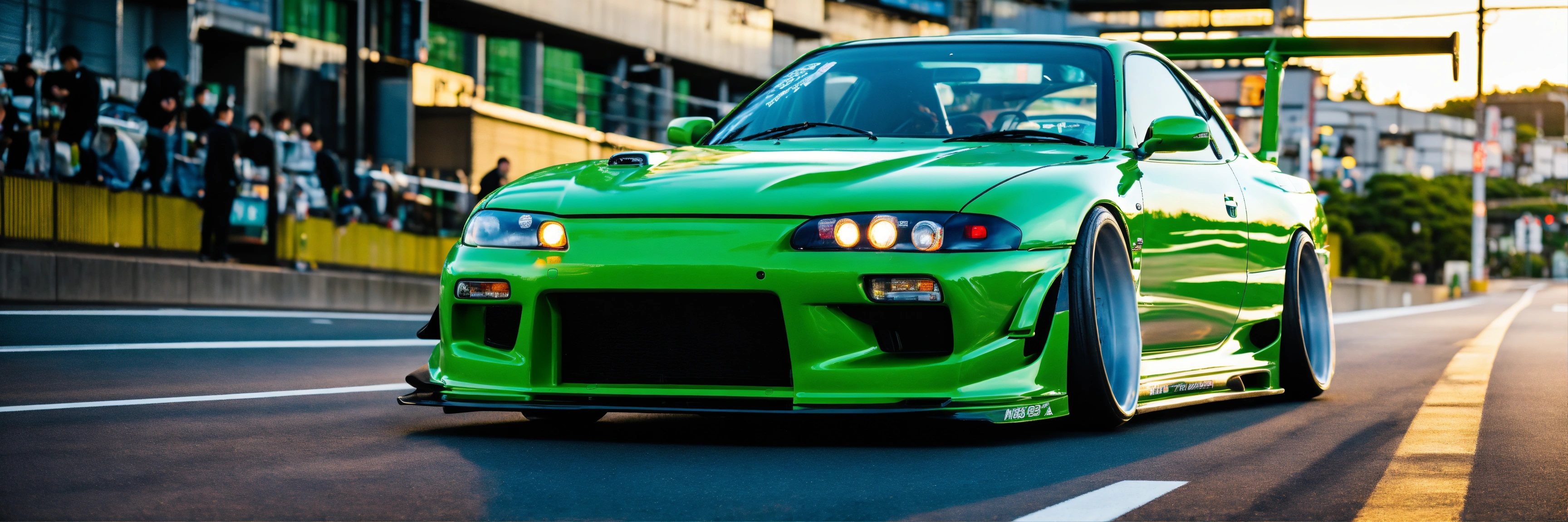 Lexica - A colorful green Nissan Silvia S15 with a wide-body kit racing ...