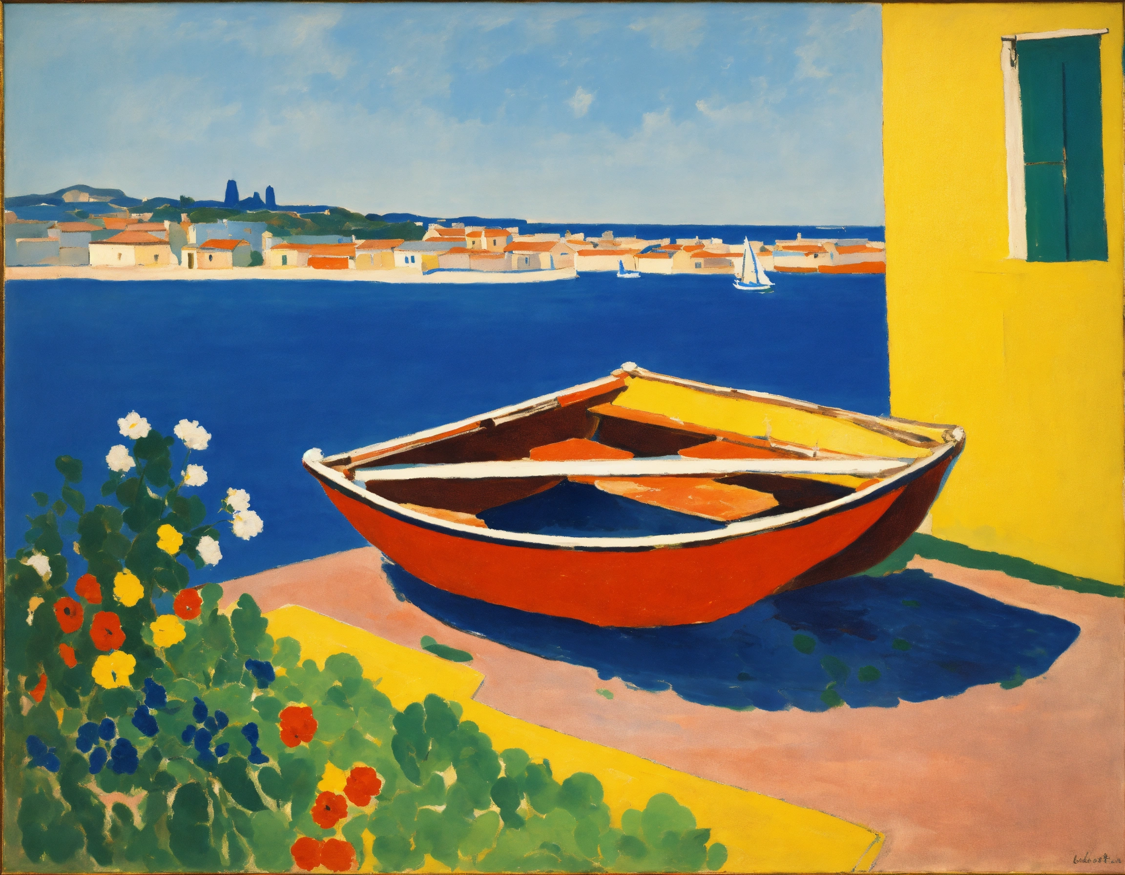 Lexica - Painting by Matisse with the sea and an old boat