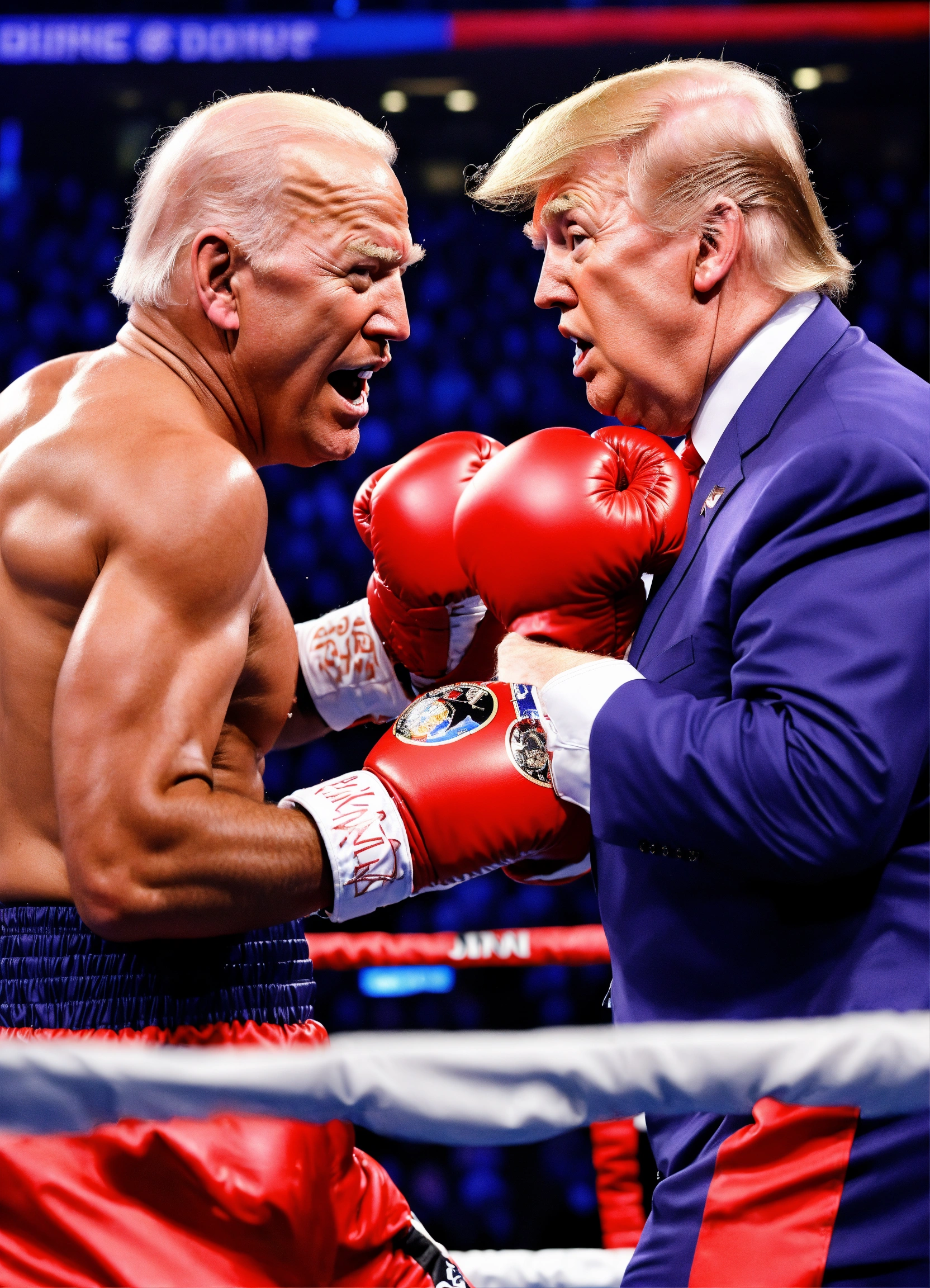 Lexica - Donald trump boxing, and defeating joe biden