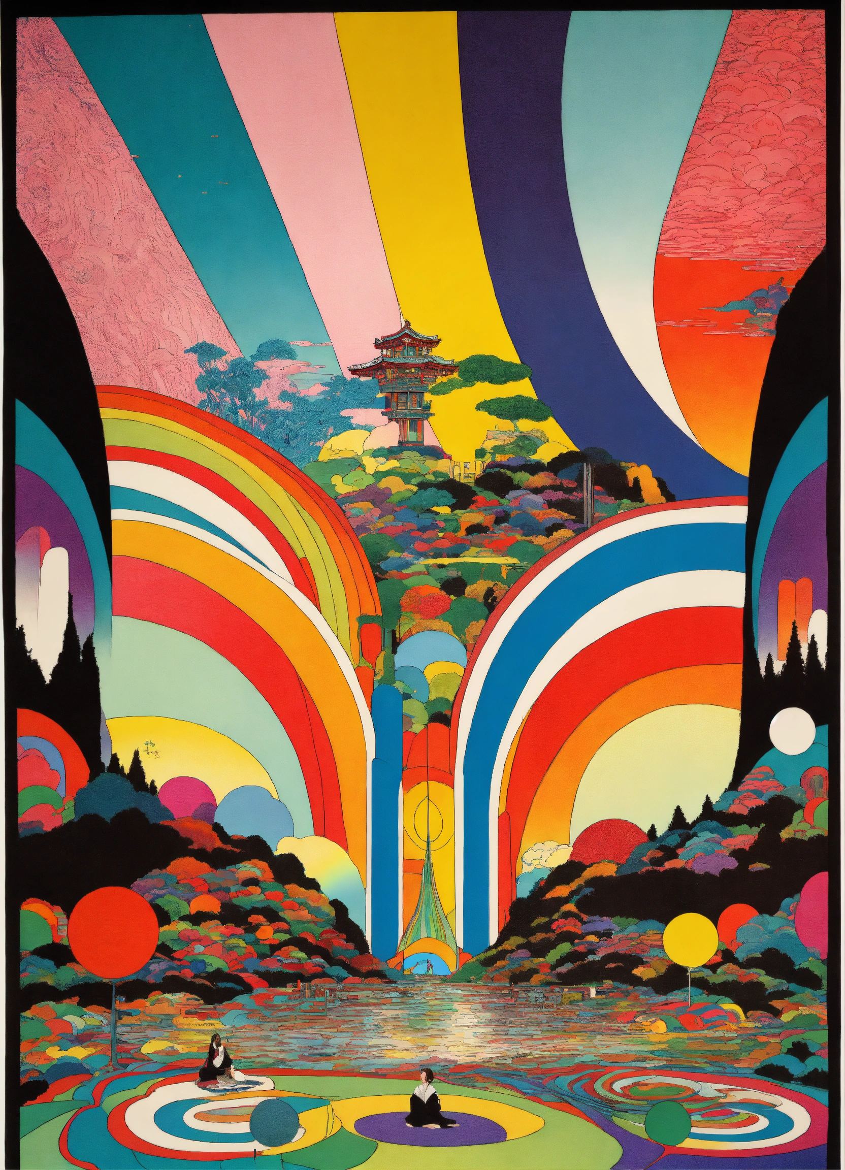 Lexica - Japanese vintage poster, trippy visions, imaginary realm fused ...