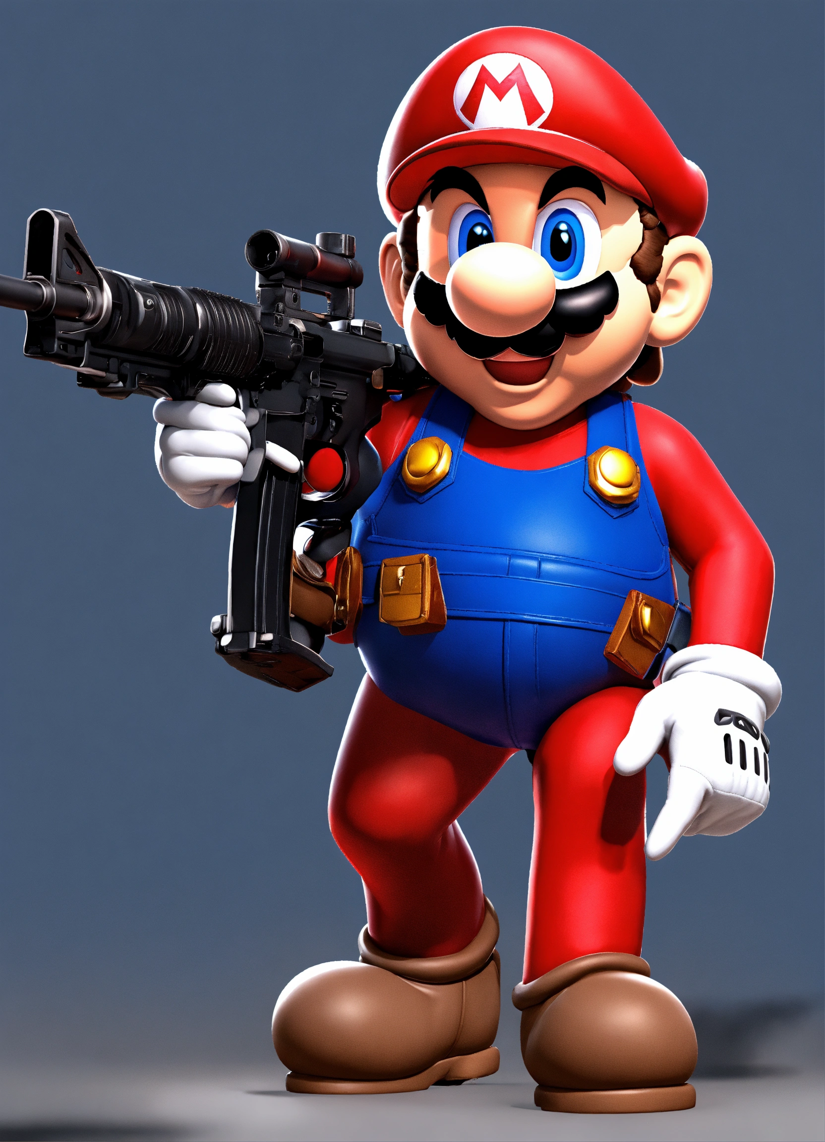 Lexica - Now render super Mario holding an AR15