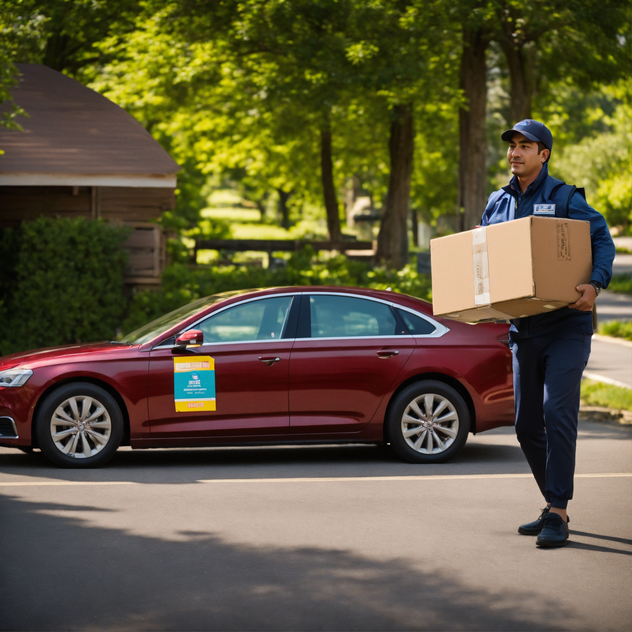 Lexica - Delivery driver wearing #01A7E1 color vest pulling 5 cardboard ...