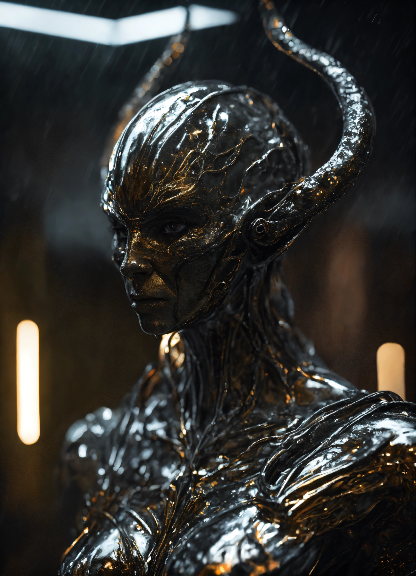 Lexica - The dark creature stares at the camera, in the style of liquid ...