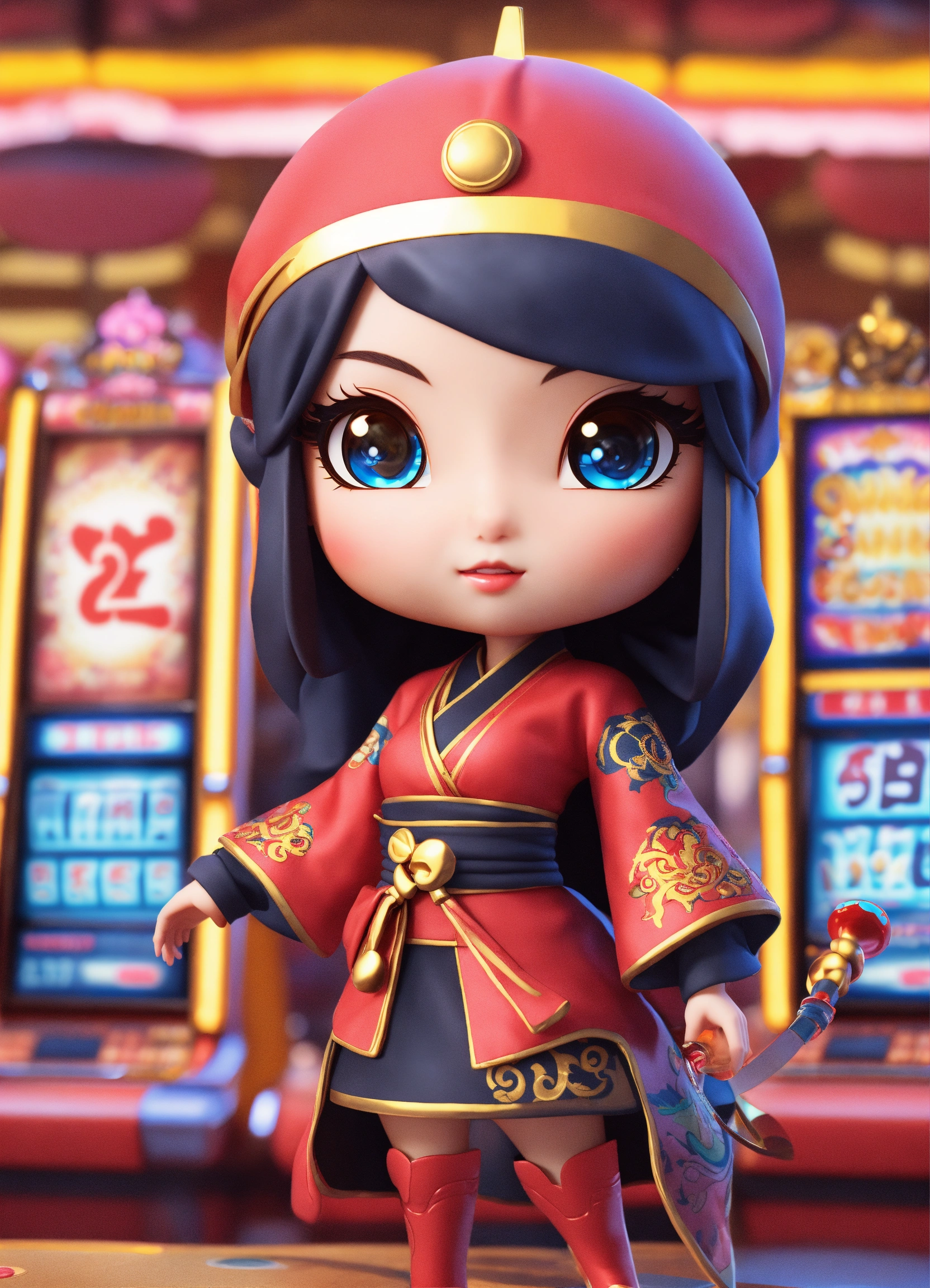 Lexica - 3D cutie Q version character ninja lady ，slot machine location