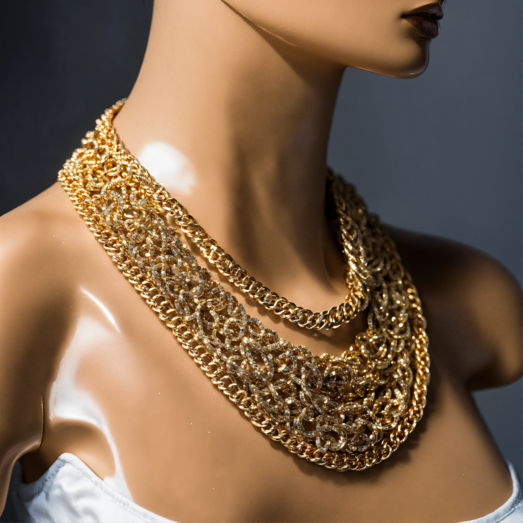Lexica - Accessory neck mannequin with a gold chain