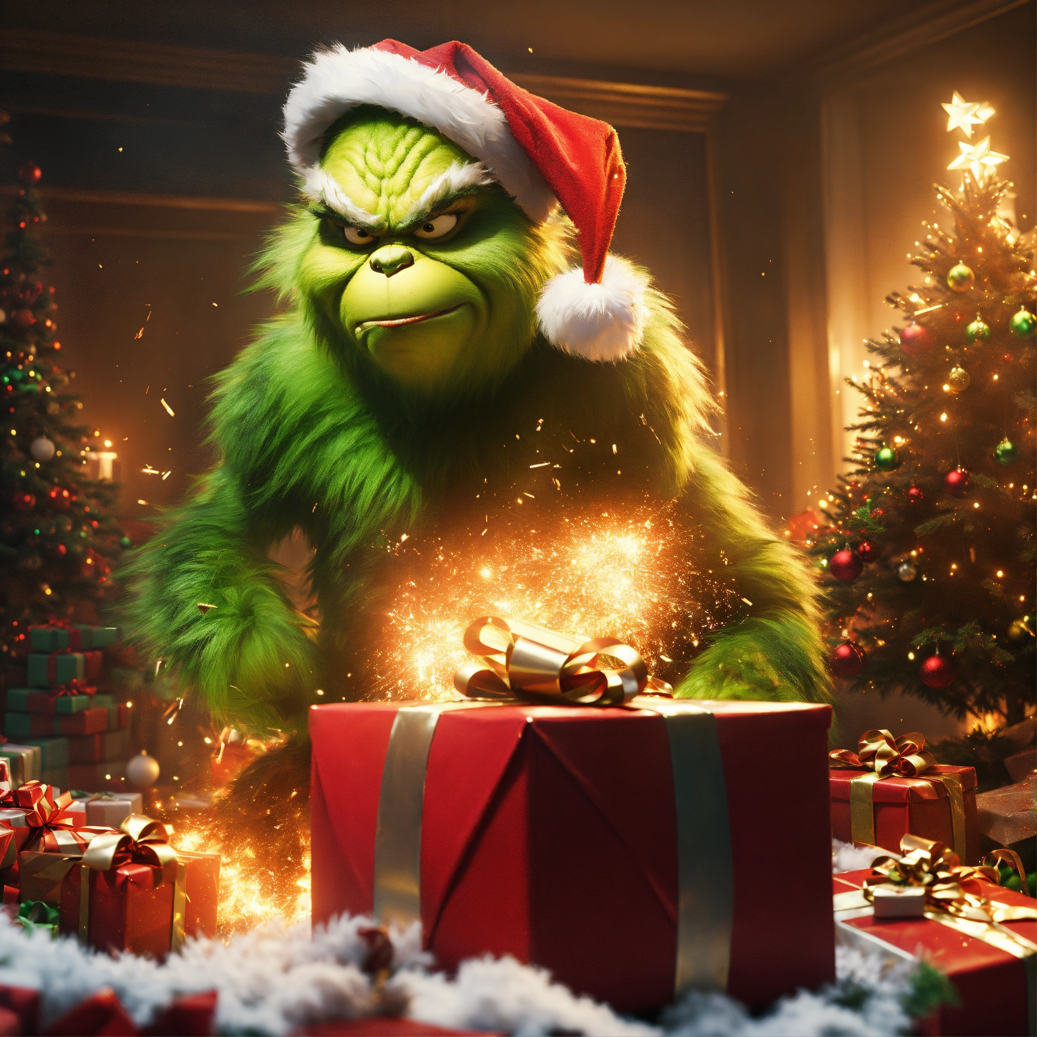 Lexica - A classical painting of angry Grinch menacingly standing ...